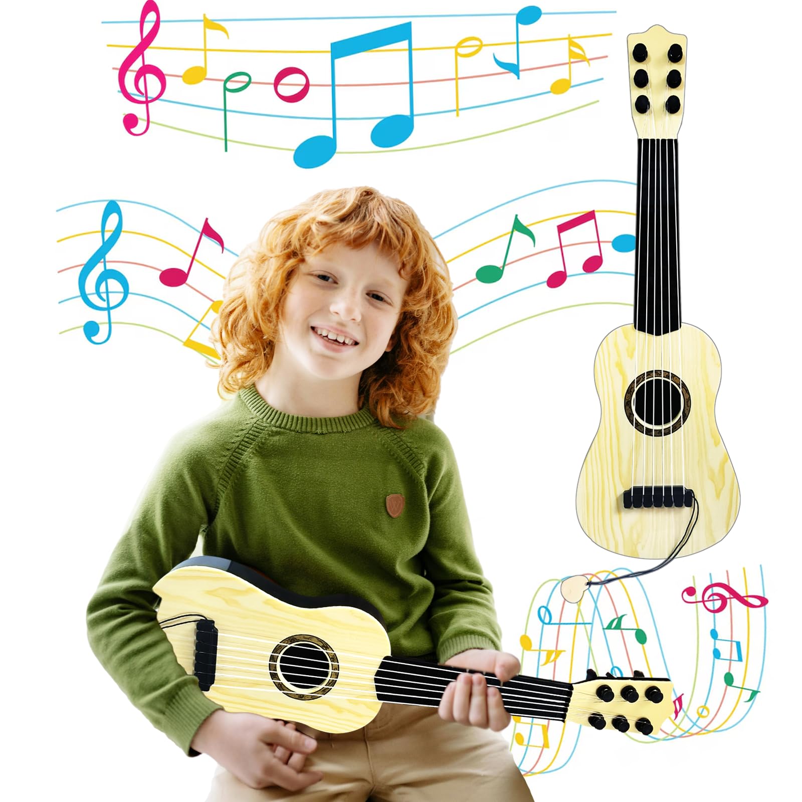 Amazon.com: Kids Toy Ukulele Guitar 6 String,17 inch Mini Baby Guitar ...
