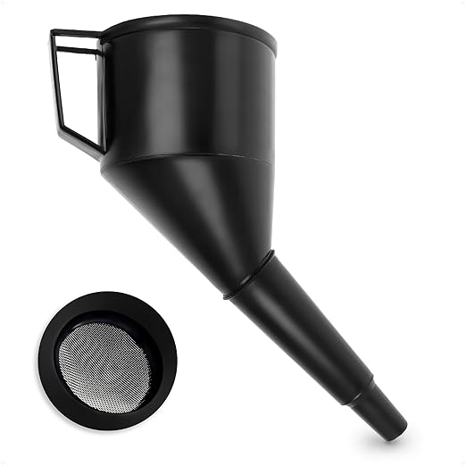 BFG Fuel Funnel for Car & Machine Oil, Large Black Petrol Funnel with ...