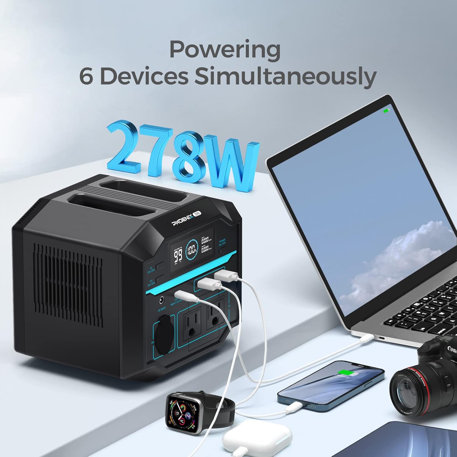 Buy Renogy Portable Power Station, 222Wh Solar Generator, 2 120V/200W ...