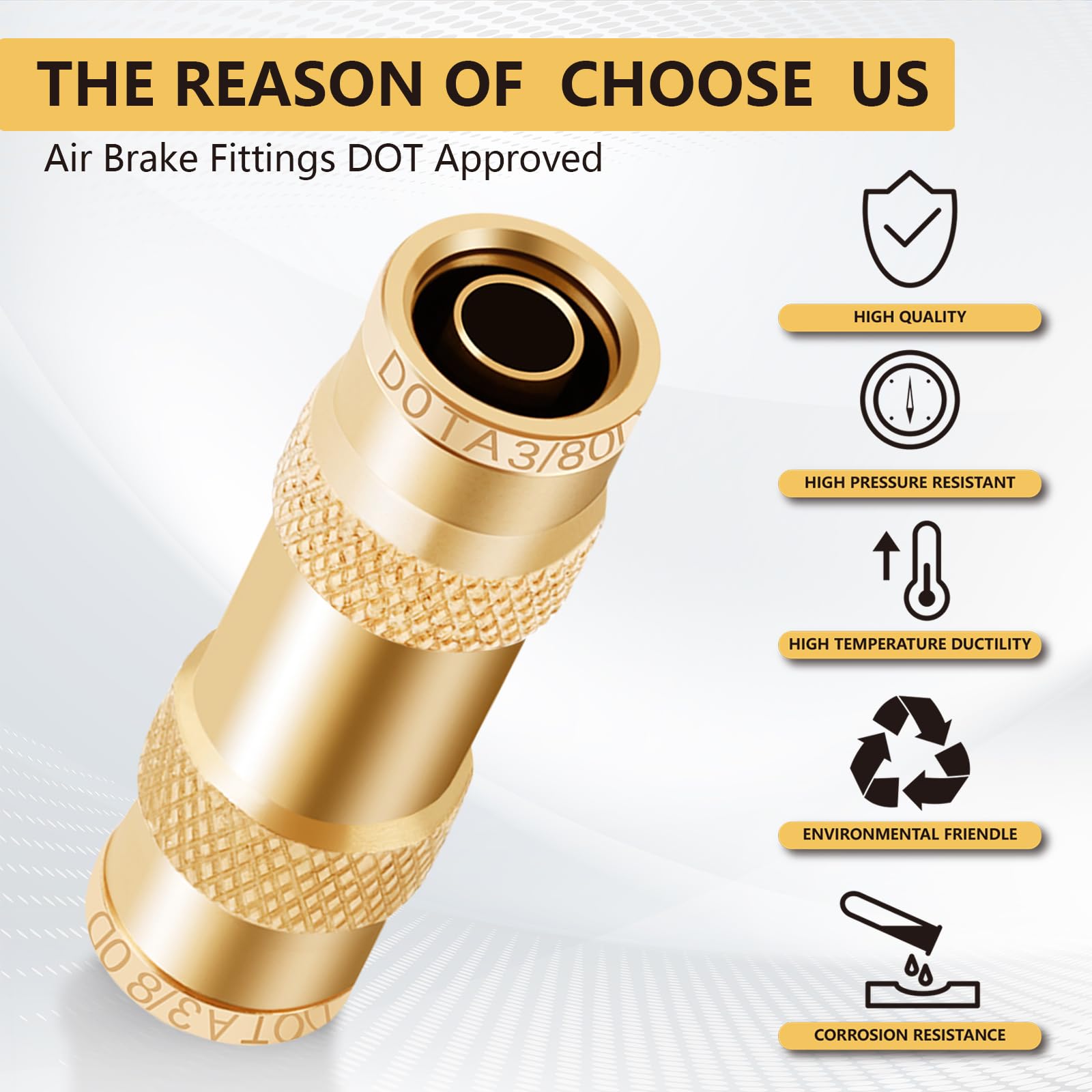 Snapklik.com : 4 PCS 3/8" Brass DOT Air Line Fittings,Quick Connect ...