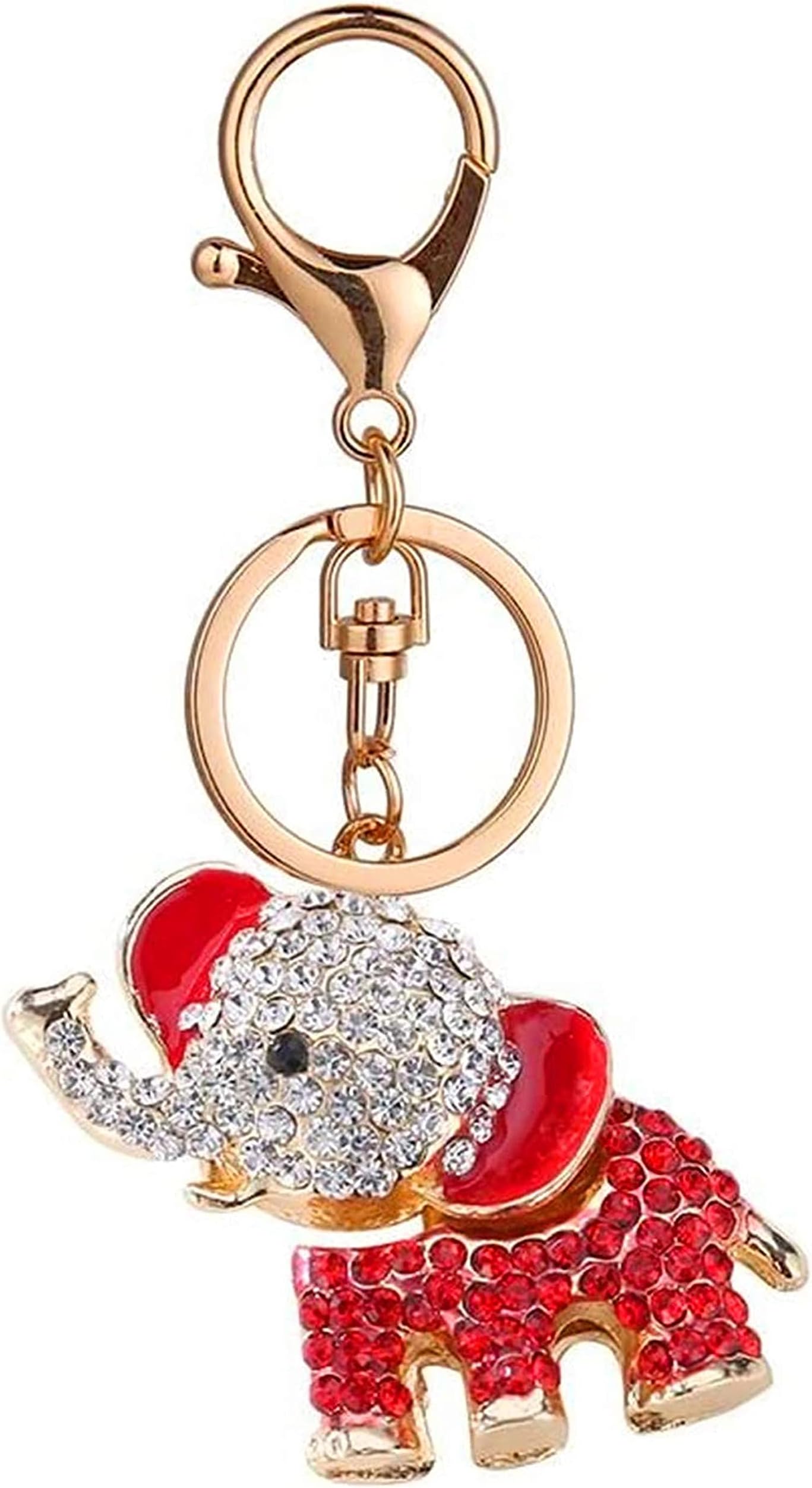Amazon.com: Cute Big Ears Elephant Keychain Sparkling Keyring Crystal ...