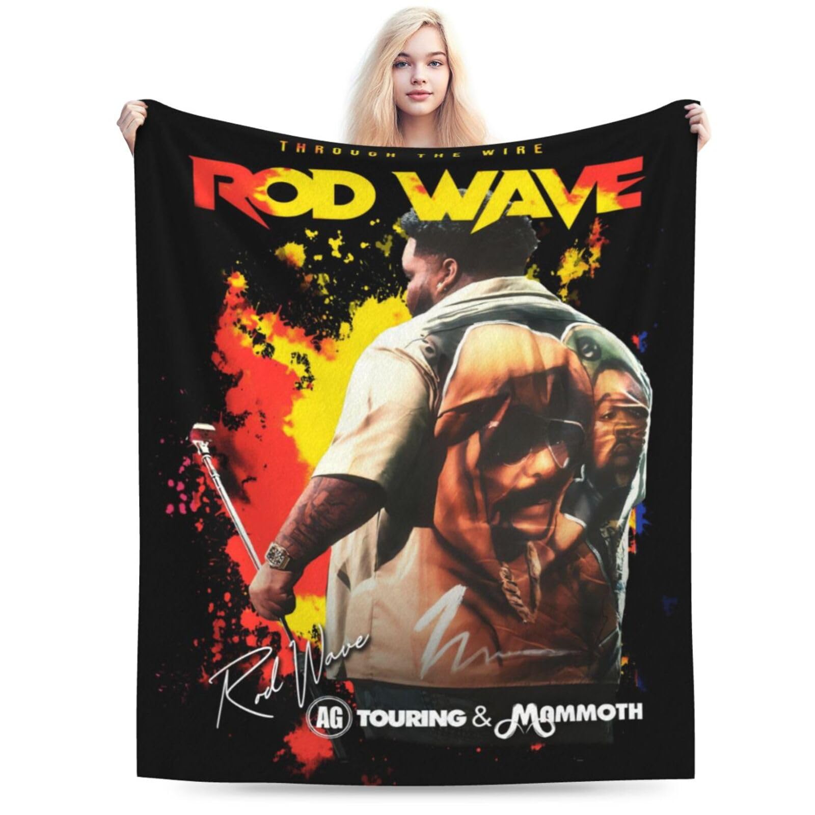 Amazon.com: Rod Rap Wave Soft Blanket Music Wave Blanket Flannel ...