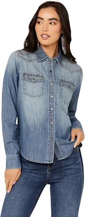 Idyllwind Women's Rigid Wayside Studded Chambray Long Sleeve Snap ...