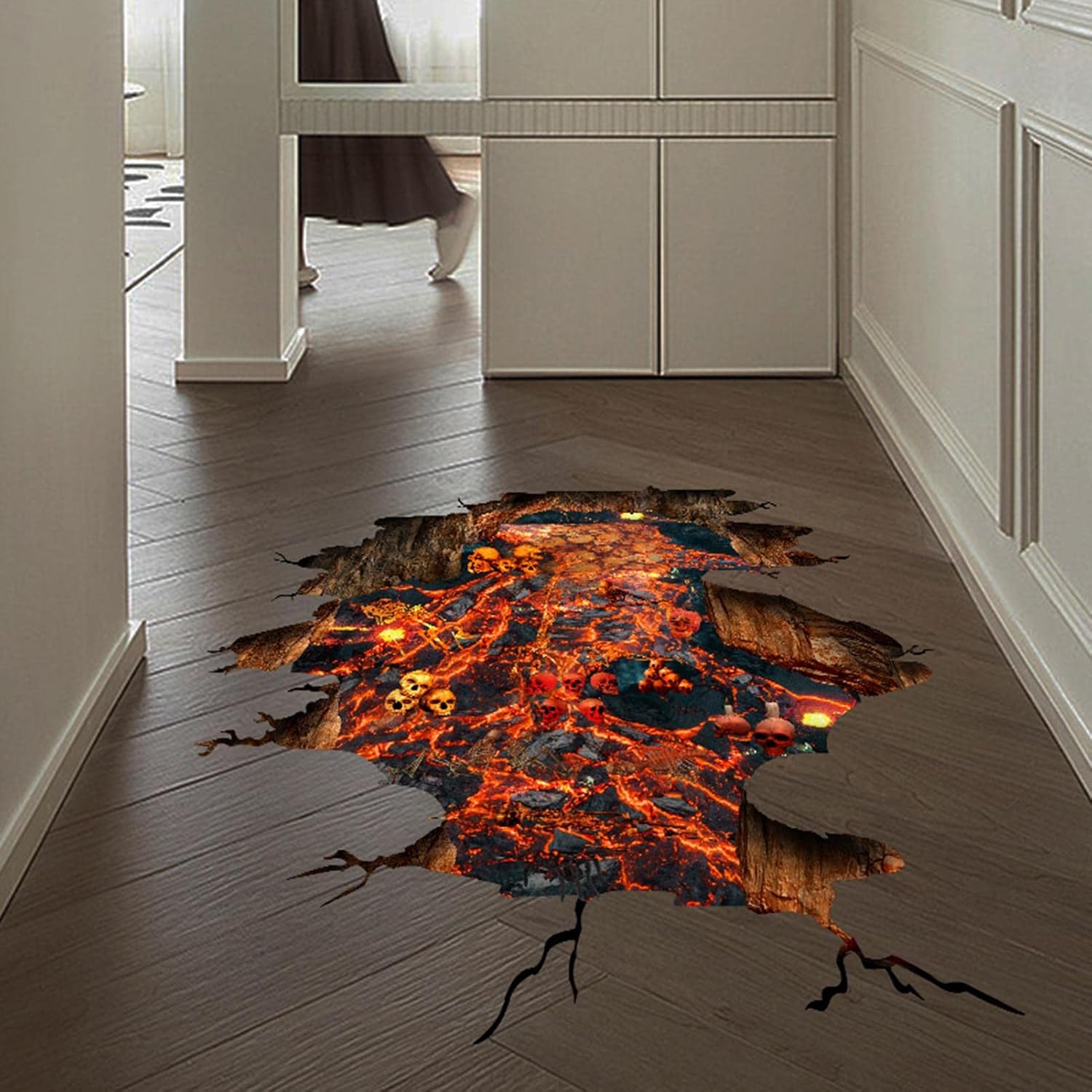 Amazon.com: Scary Halloween Skull Skeleton Floor Decals 3D Spooky Flame ...