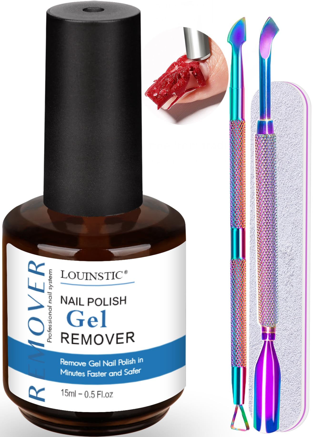 LOUINSTIC Gel Nail Polish Remover - Gel Remover No Need to Soak or Wrap ...