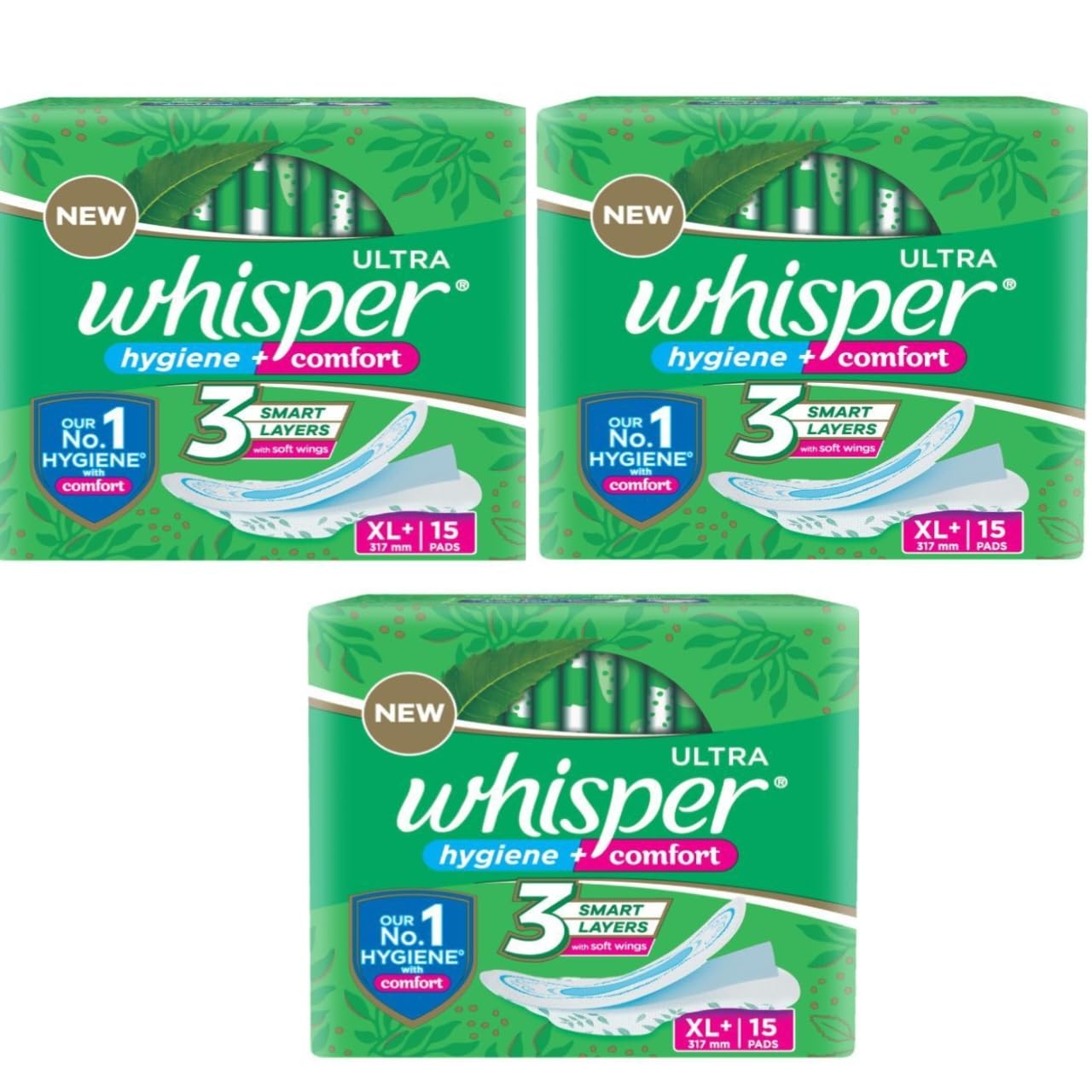 Buy Whisper hygienic comfert xl 15+15+15 pad pack of 3 Online at Low ...