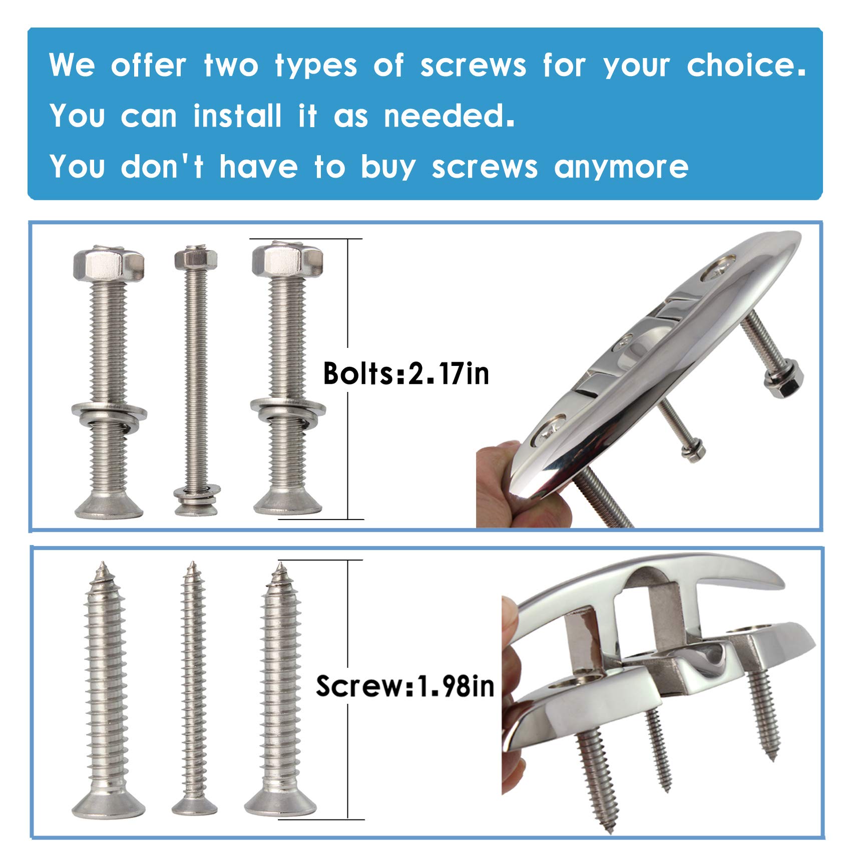 Snapklik.com : VEITHI 316 Stainless Steel Boat Folding Cleat 6 Inch ...