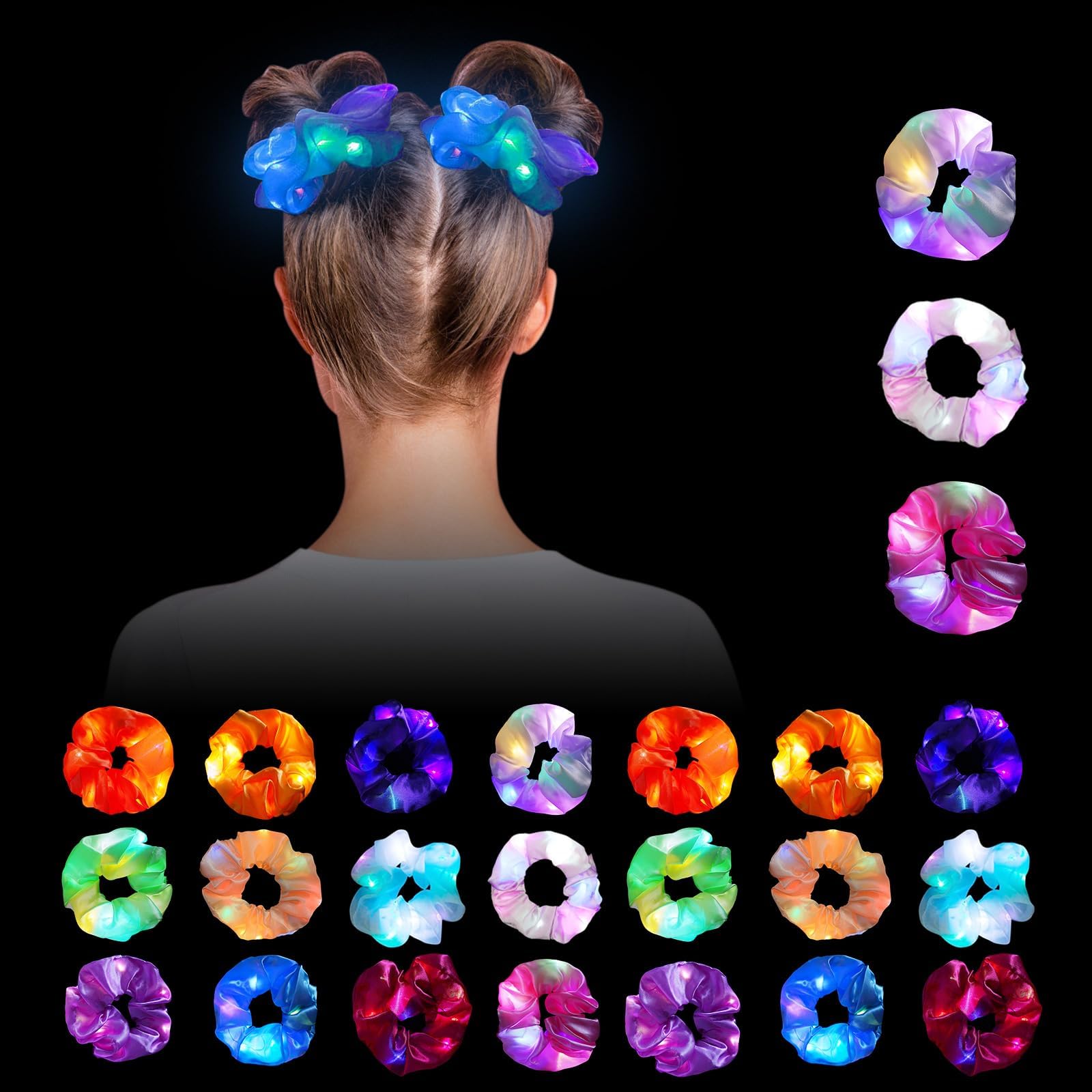 Amazon.com : 20PCS Glow in the Dark Scrunchies, Light Up Scrunchies for ...