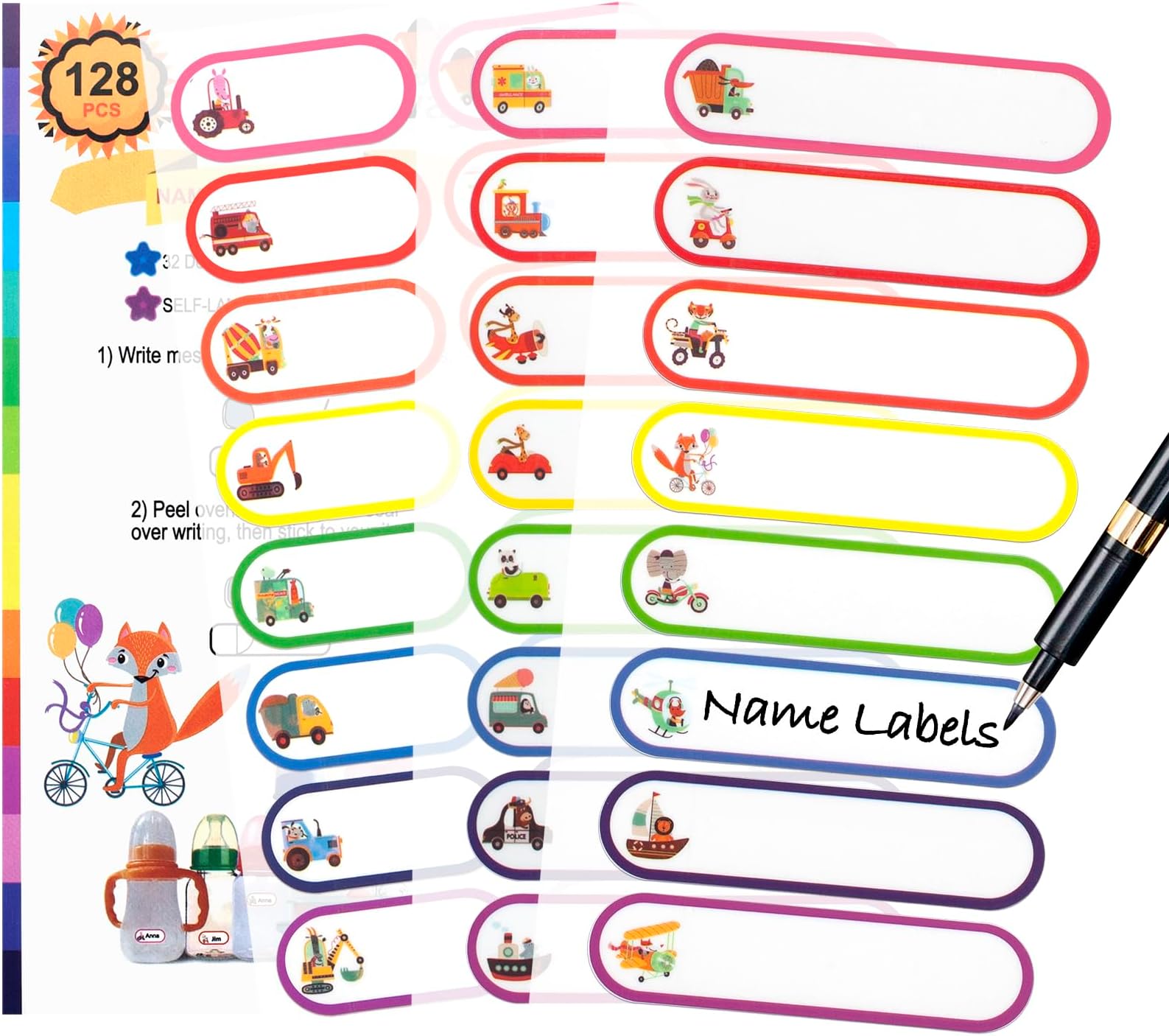 Amazon.com: Name Labels for Kids Stuff Daycare Labels, 128 PCS ...