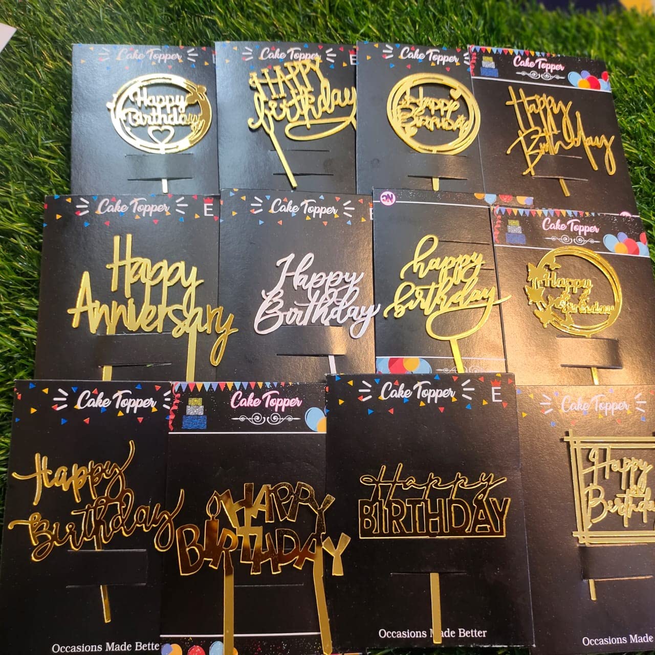 10 pc 2.5 INCH 10 PC COMBO ACRYLIC CAKE TOPPPER happy birthday topper ...