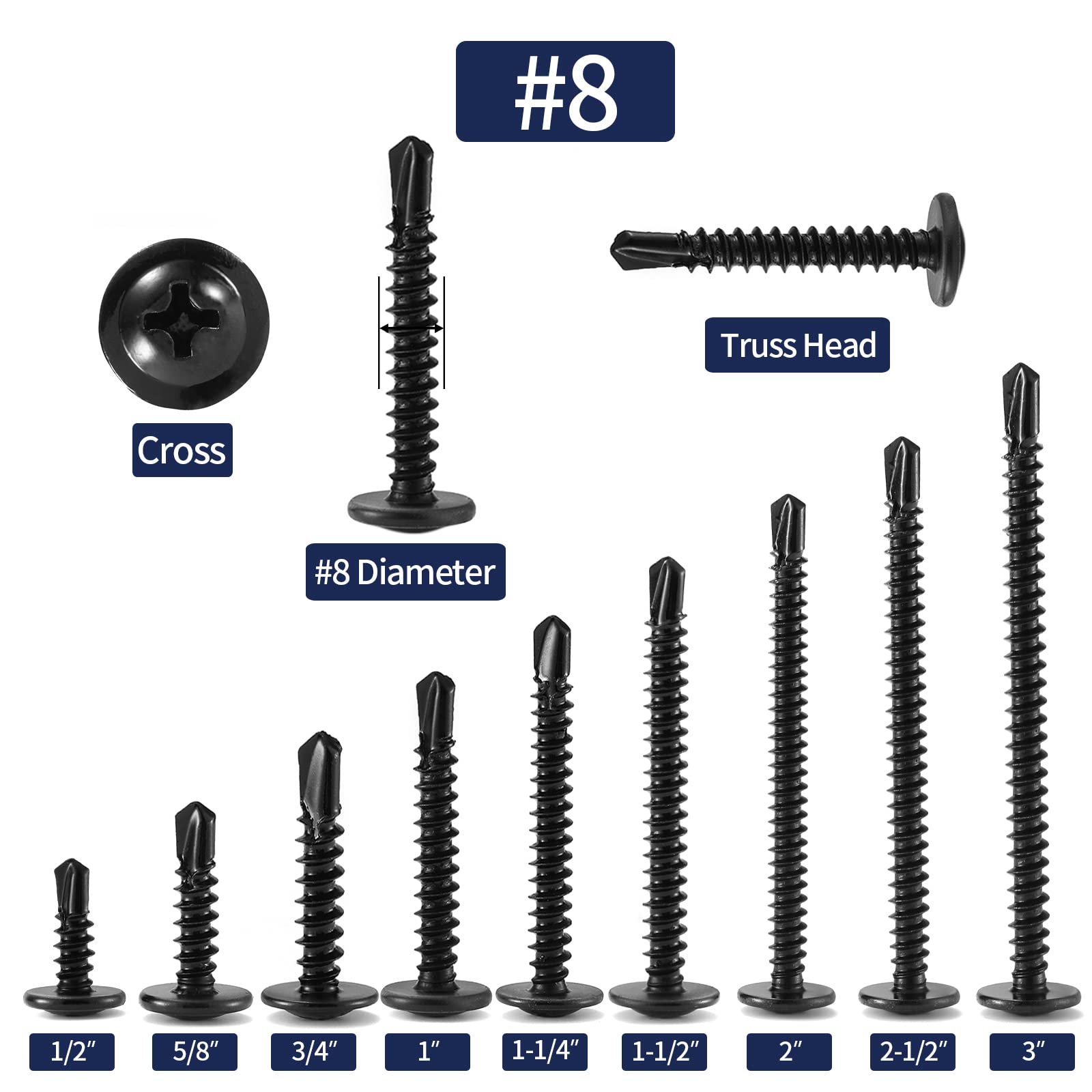 Snapklik.com : #8 X 5/8" Sheet Metal Screws 500PCS 410 Stainless Steel ...