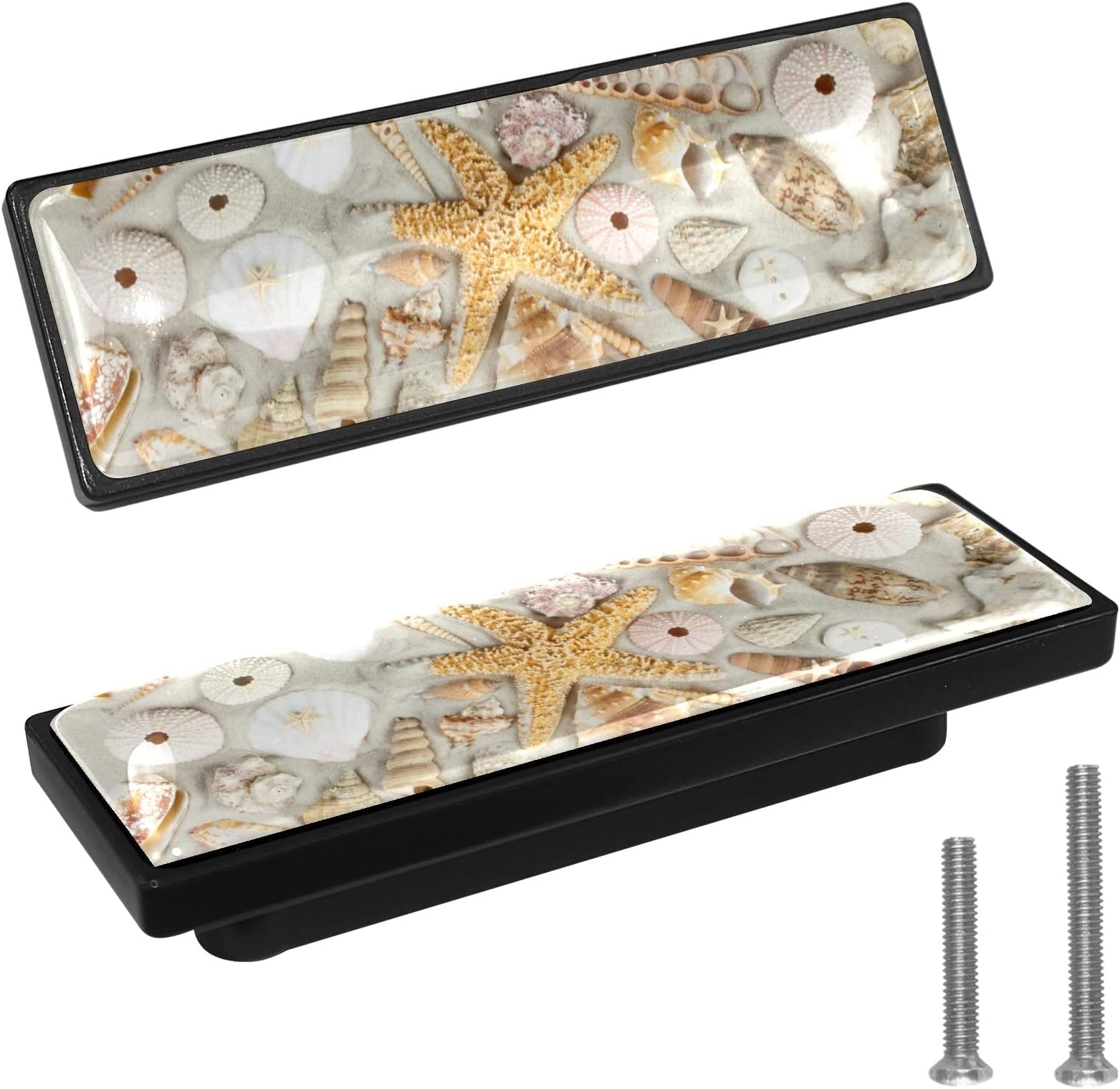 KikandKo 4 Pack Cabinet Handles Ocean Shells, White Cabinet Pulls ...