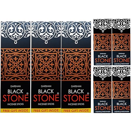 Darshan Incense - Black Stone Incense Sticks Agarbatti 170g Box Pack of 3 (510g) + White Stone ...