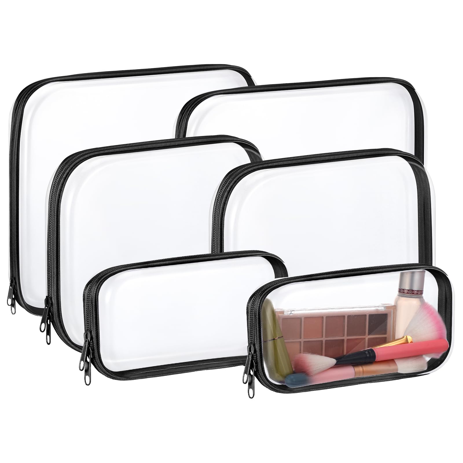 Hoolerry 6 Pcs Hard Clear Zipper Case Transparent Zipper Hard Pouch for ...