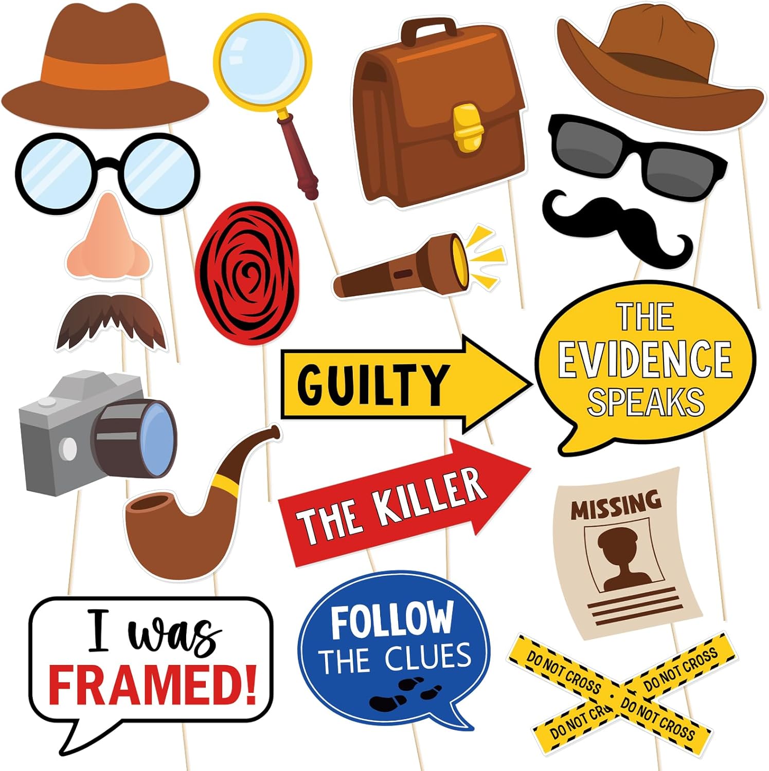 FOZEE Detective Photo Booth Props - Detective Party Decorations - True ...