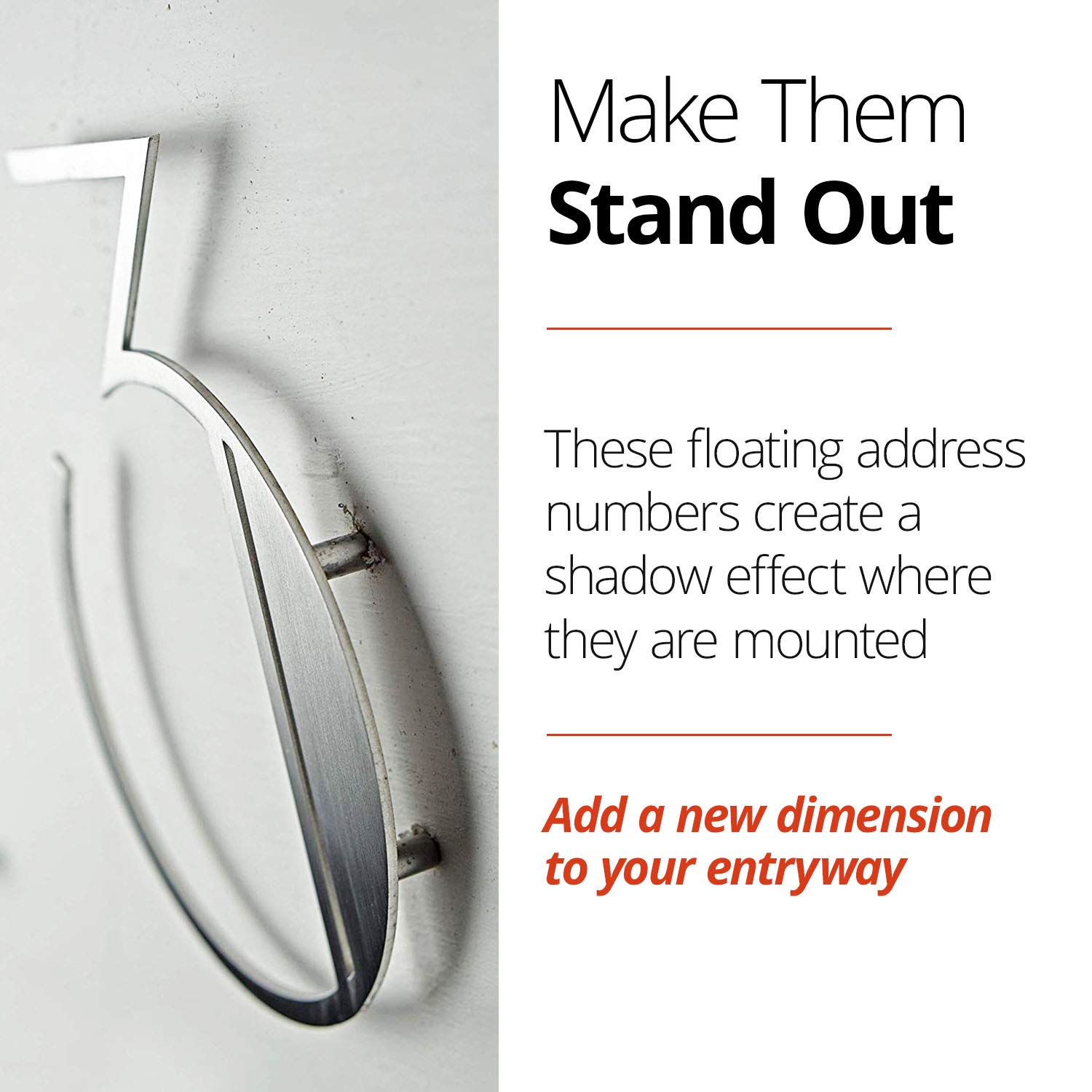 Snapklik.com : NACH Floating House Numbers, 6 Inch Stainless Steel ...