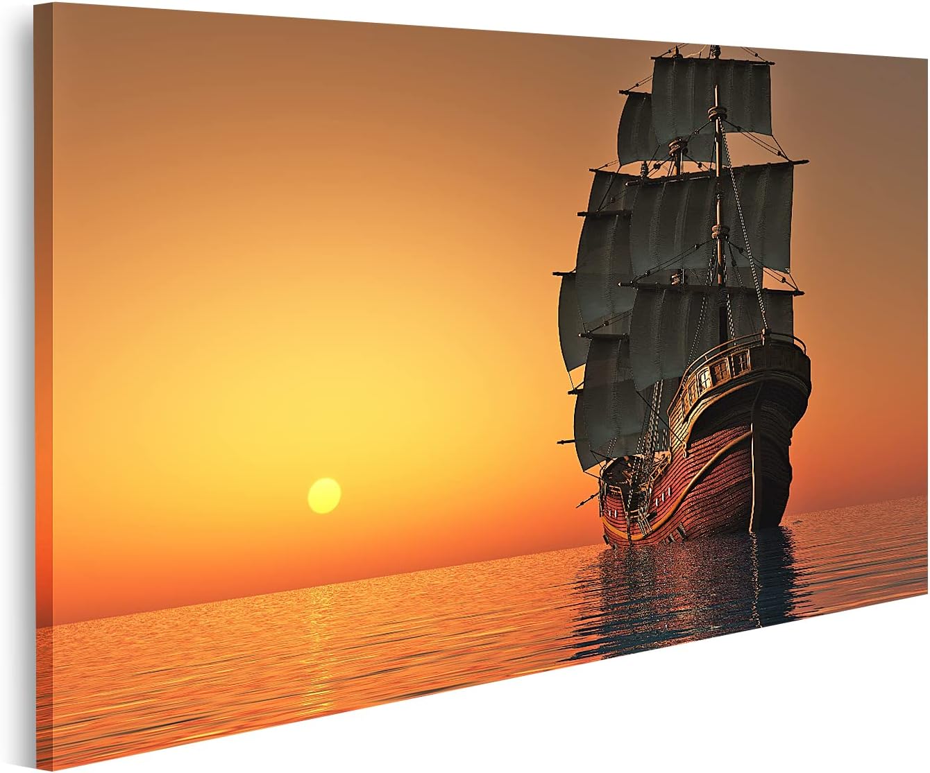 islandburner Bild auf Leinwand Segelboot Abendlandschaft Segelschiff Meer Wandbild Poster ...