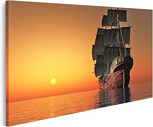 islandburner Bild auf Leinwand Segelboot Abendlandschaft Segelschiff Meer Wandbild Poster ...