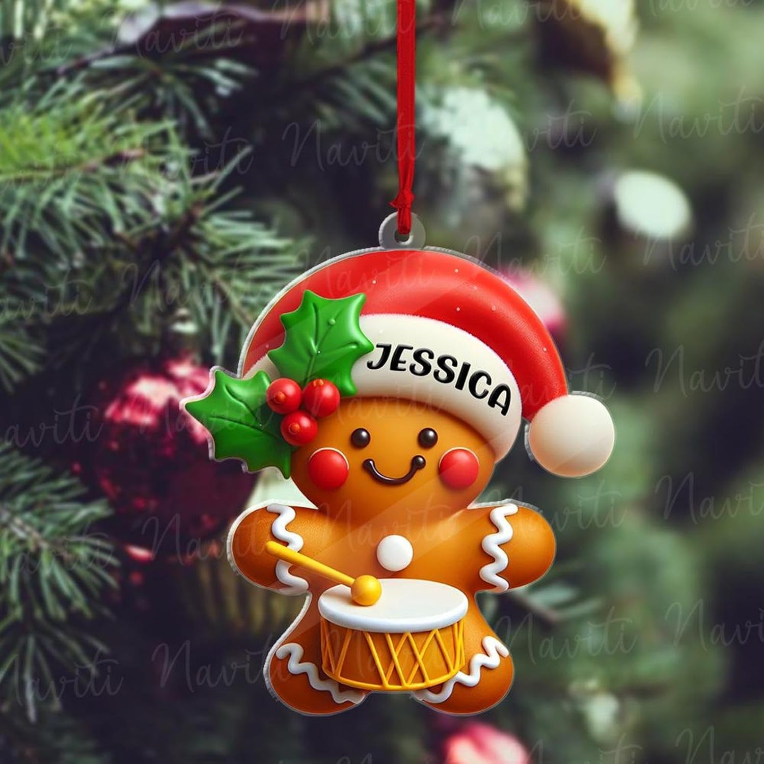 Amazon.com: Personalized Gingerbread Playing Drum Ornament Unique Xmas ...