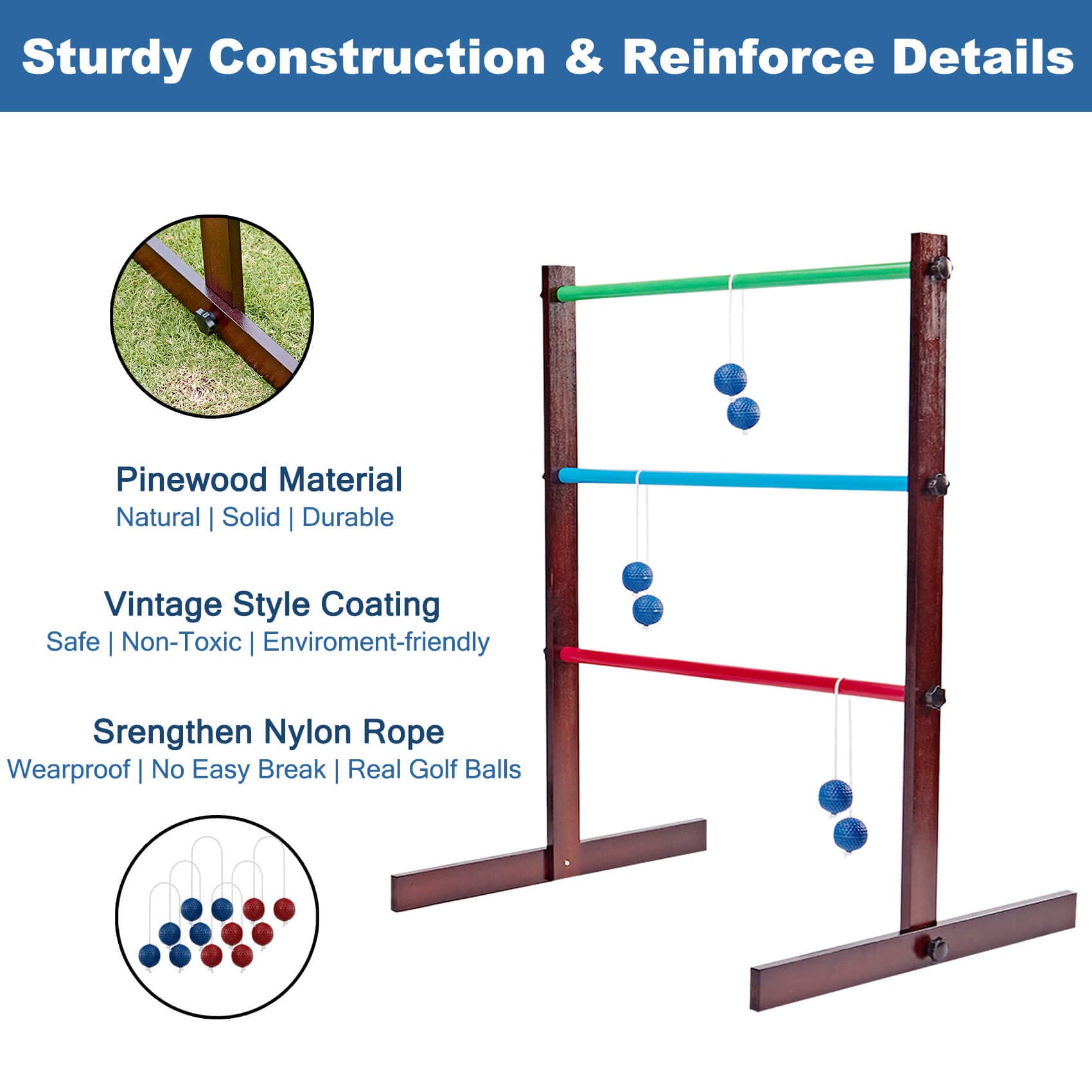 Snapklik.com : SpeedArmis Ladder Ball Game Set - Premium Rubber Wooden ...