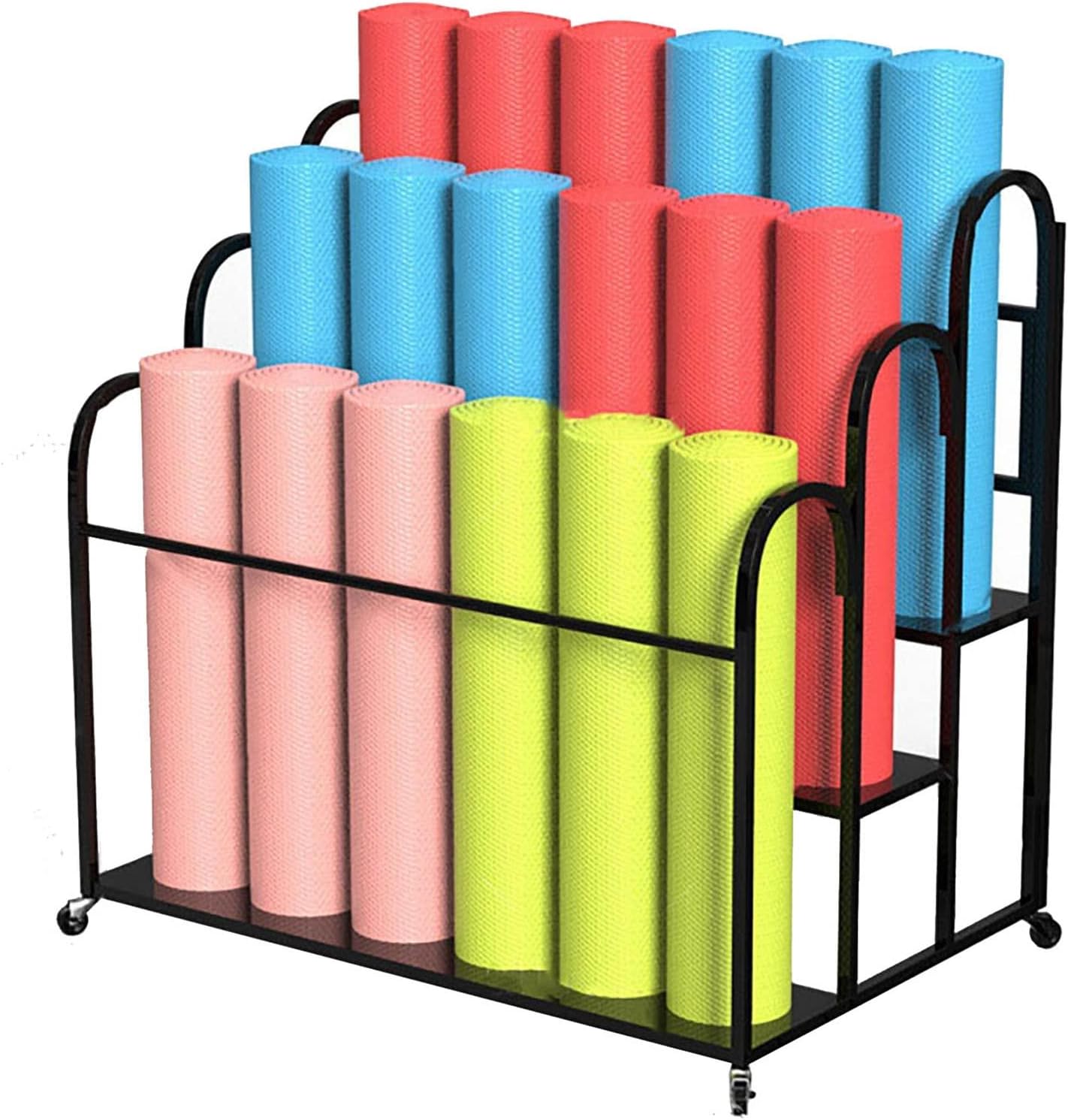 GUIXAN Huge Capacity Rolling Yoga Mat Cart with Wheels, Commercial ...