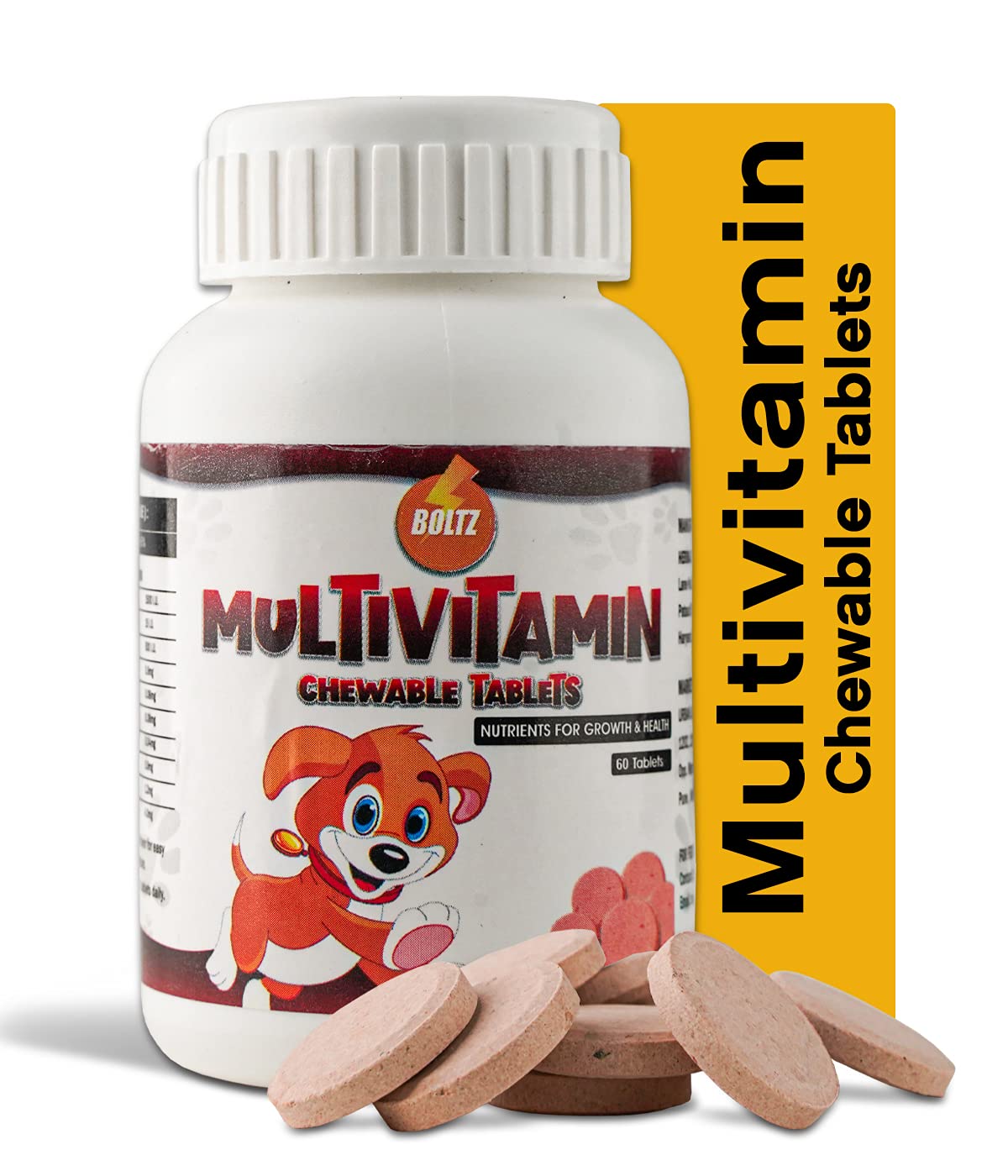 Boltz Chewable Multivitamin Tablet Dog Supplement in Chicken Flavor for ...