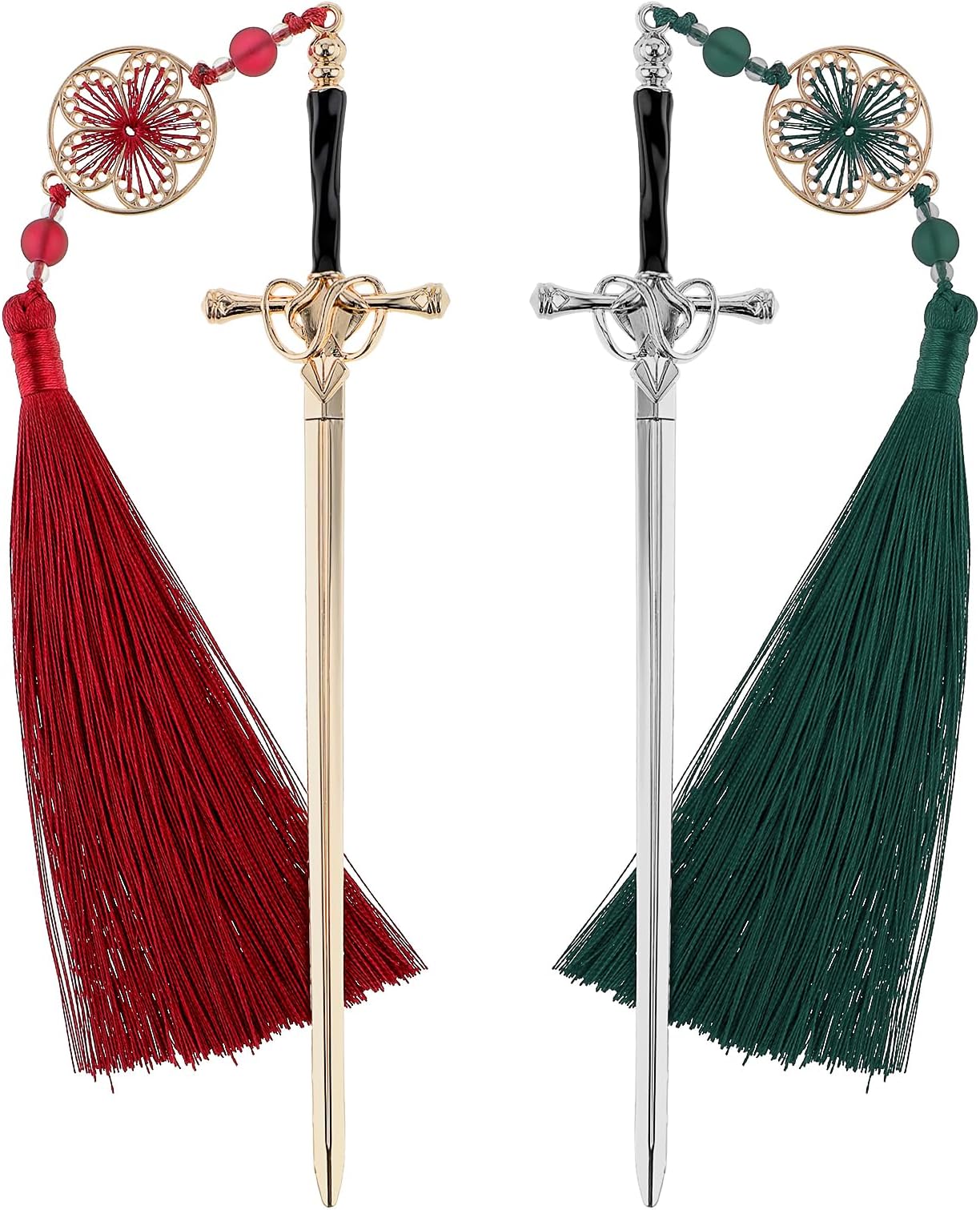 Jeffdad 2Pcs Sword Katana Bookmark Vintage Tassel Metal Pendant ...