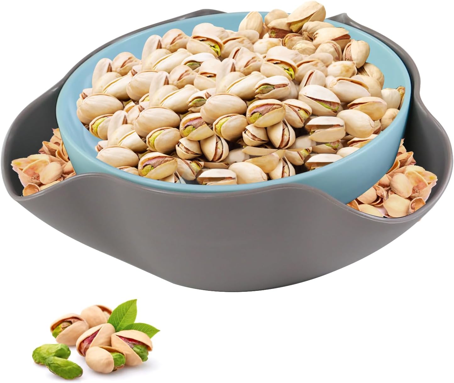 Amazon.com: Pistachio Bowl with Shell Storage Large Double Dish Snack ...