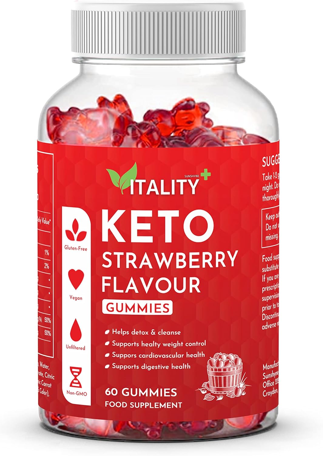 Keto Gummies Weight Loss Support Food Supplement - Strawberry Flavour ...