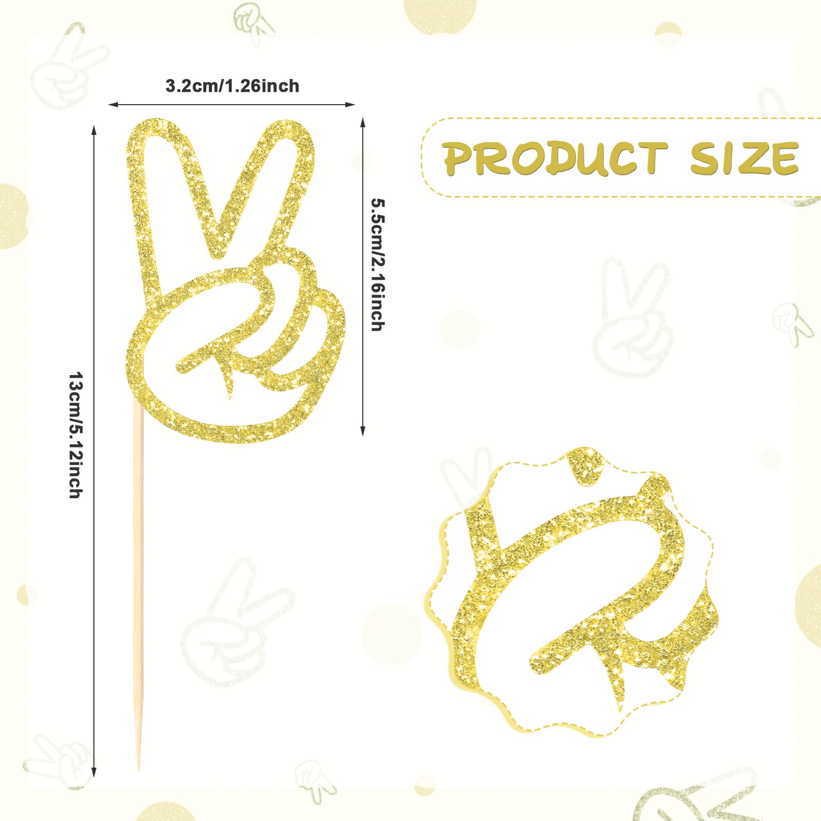 Snapklik.com : Spakon 24 Pcs Peace Sign Cupcake Toppers Glitter ...