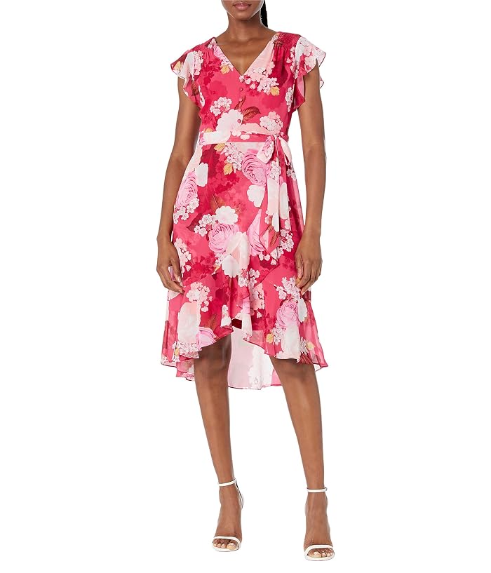 Women's Adrianna Papell Printed Floral Chiffon Side Wrap Dress with ...