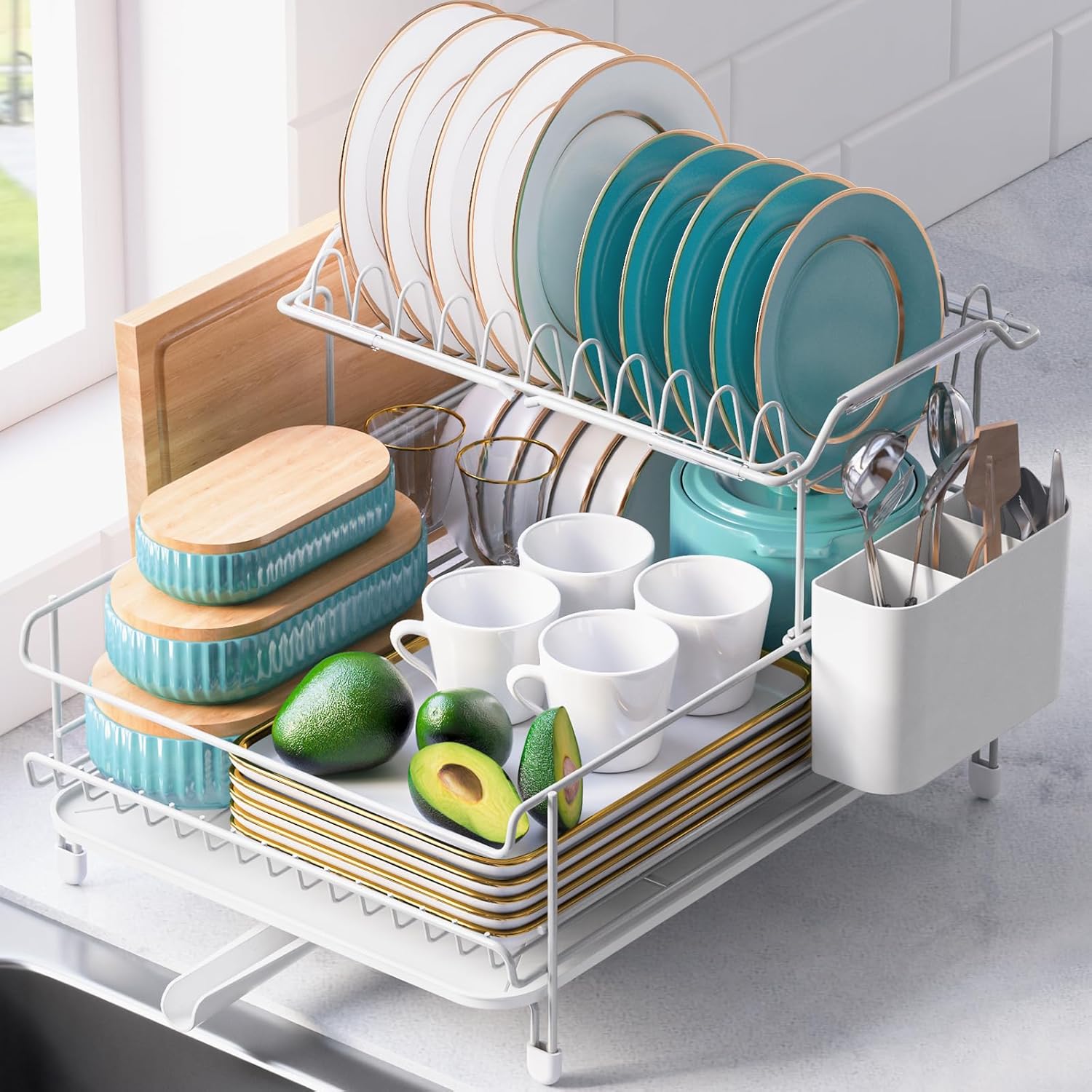 Amazon.com - Kitsure Dish Drying Rack - Large-Capacity Dish Rack for ...