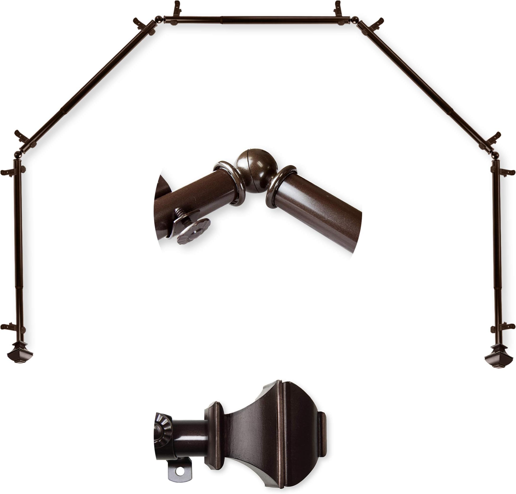 Amazon.com: 13/16" Nathan 5-Sided Bay Window Curtain Rod - Black : Home ...