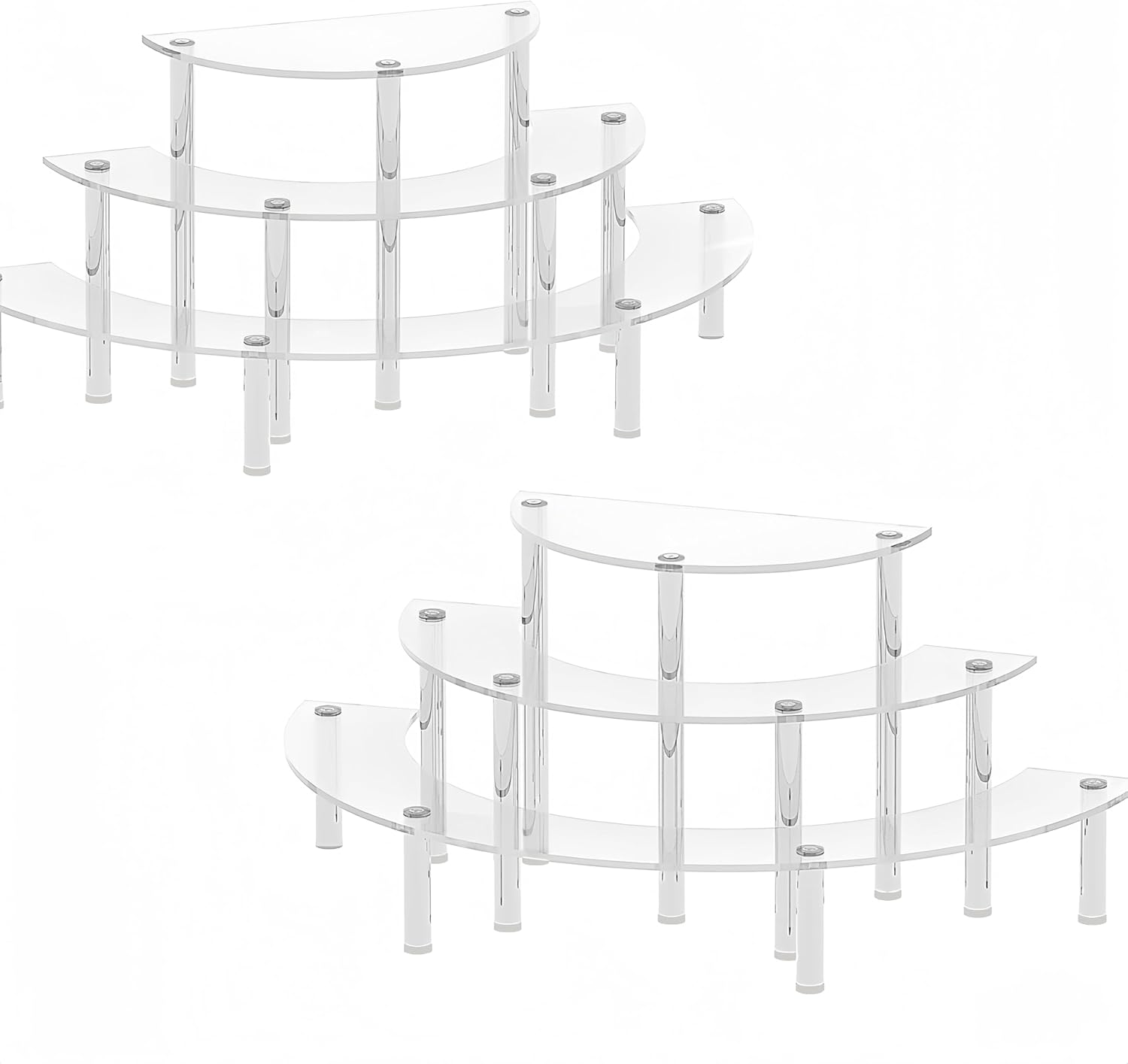 Amazon.com: 2 Pack 3 Tier Acrylic Display Risers, Half Moon Cupcake ...