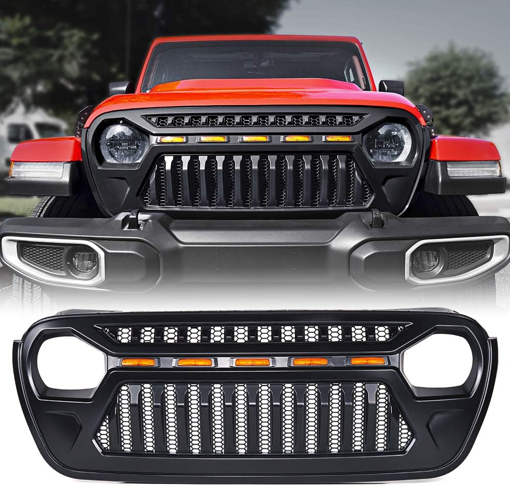 Amazon.com: Seven Sparta Front Grill with 3 Amber LED Lights Compatible ...