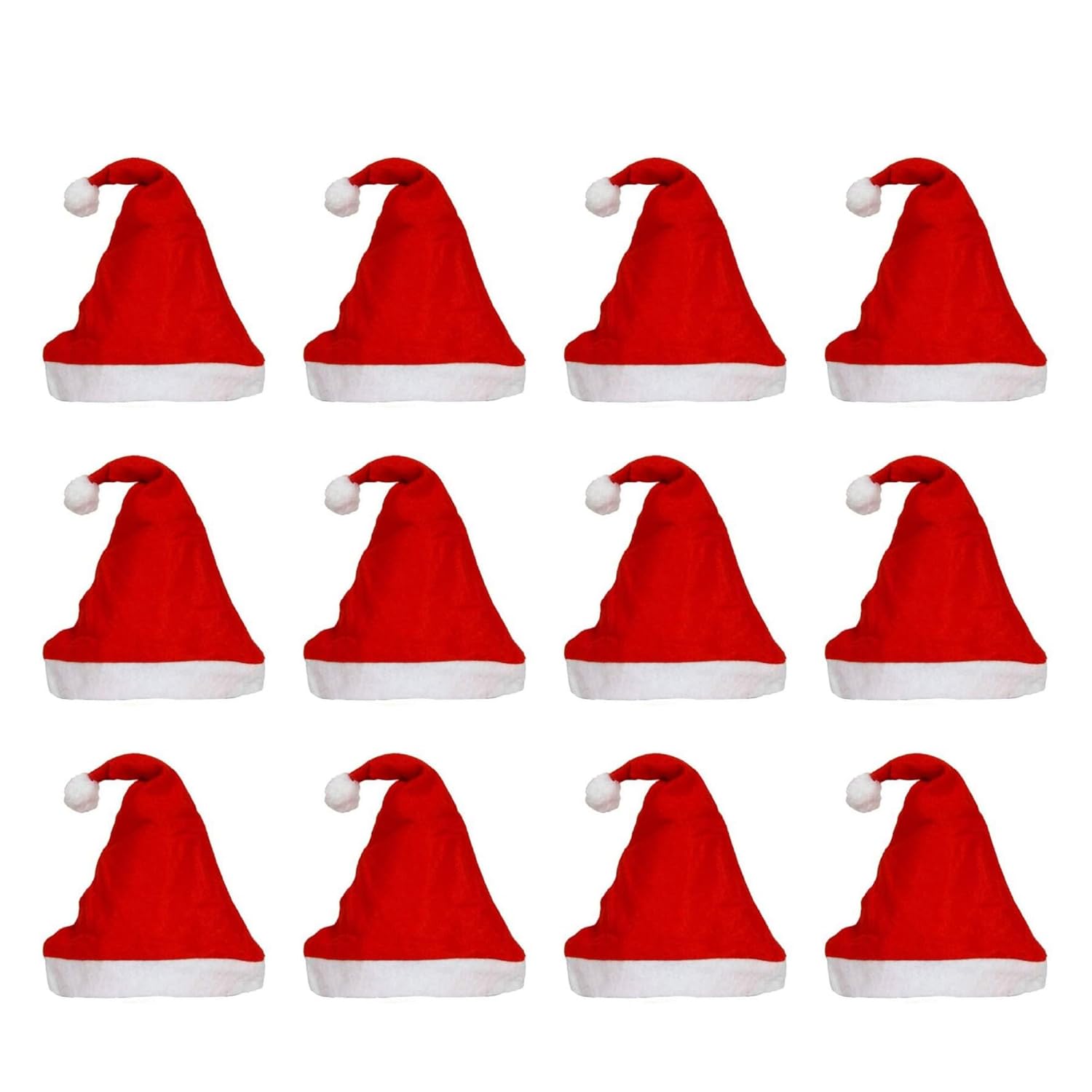 eCraftIndia Red White Merry Christmas Caps (Set of 12) | Santa Claus ...