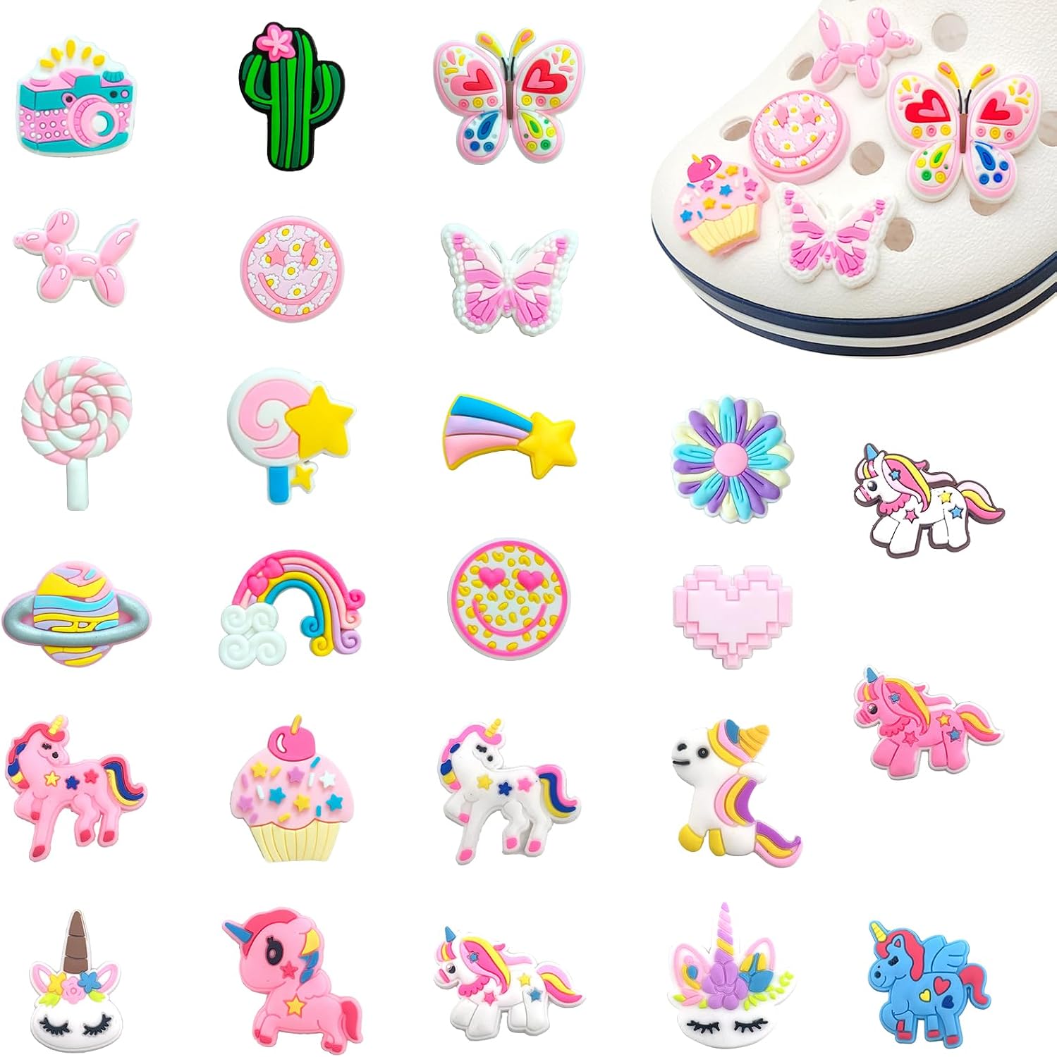 Pack of 25 Shoe Charms for Crocs Badges Children Girls Women Cartoon ...