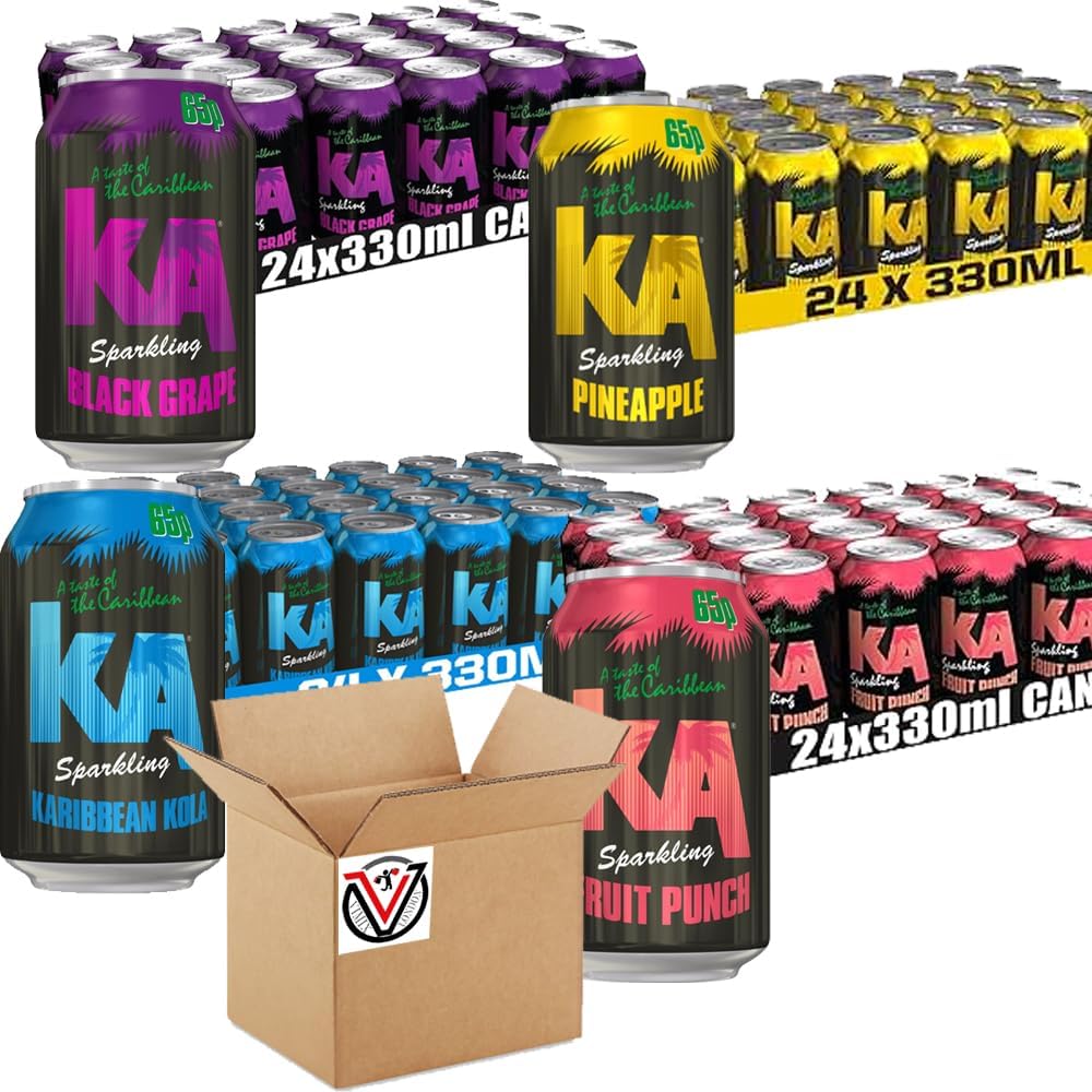 K A Sparkling Black Grape, Pineapple, Karibbean Kola, Fruit Punch 24 x ...