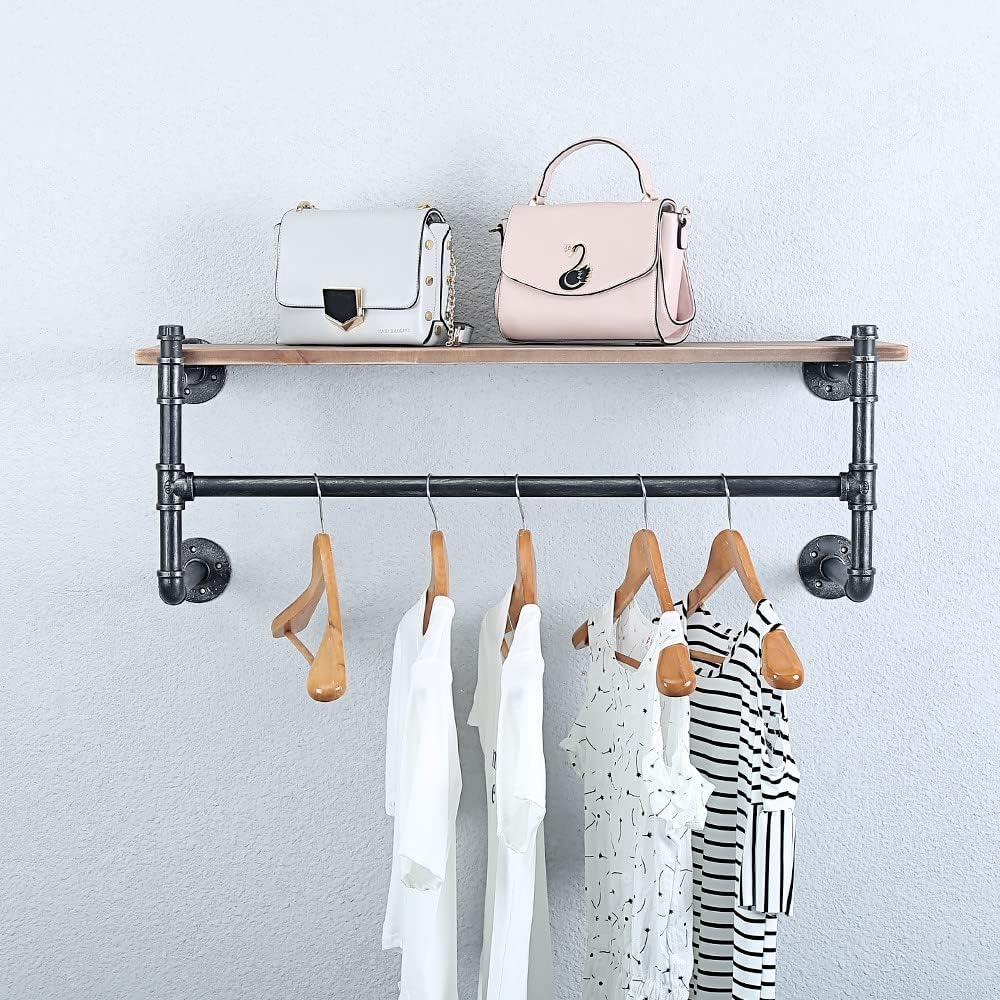 Amazon.com: TEDIDUWA Clothes Rack 36in, Wall Mounted Garment Rack with ...