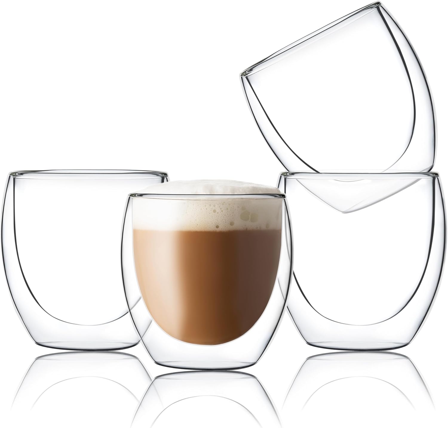Amazon.com | CNGLASS Double Wall Glass Espresso Cups 8.5oz,Insulated ...