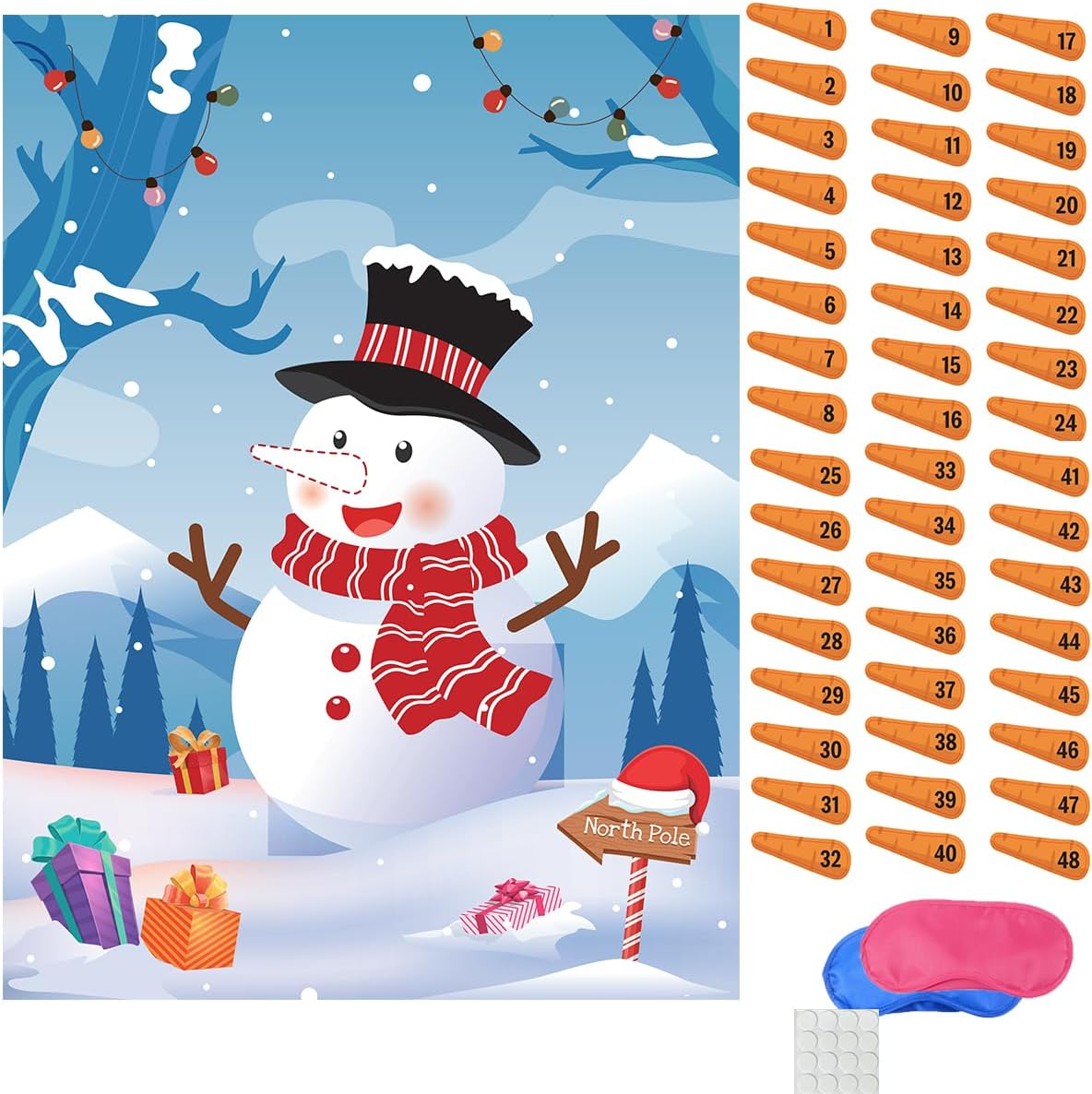 Amazon.com: Christmas Games Pin the Noses on the Snowman - Xmas Party ...