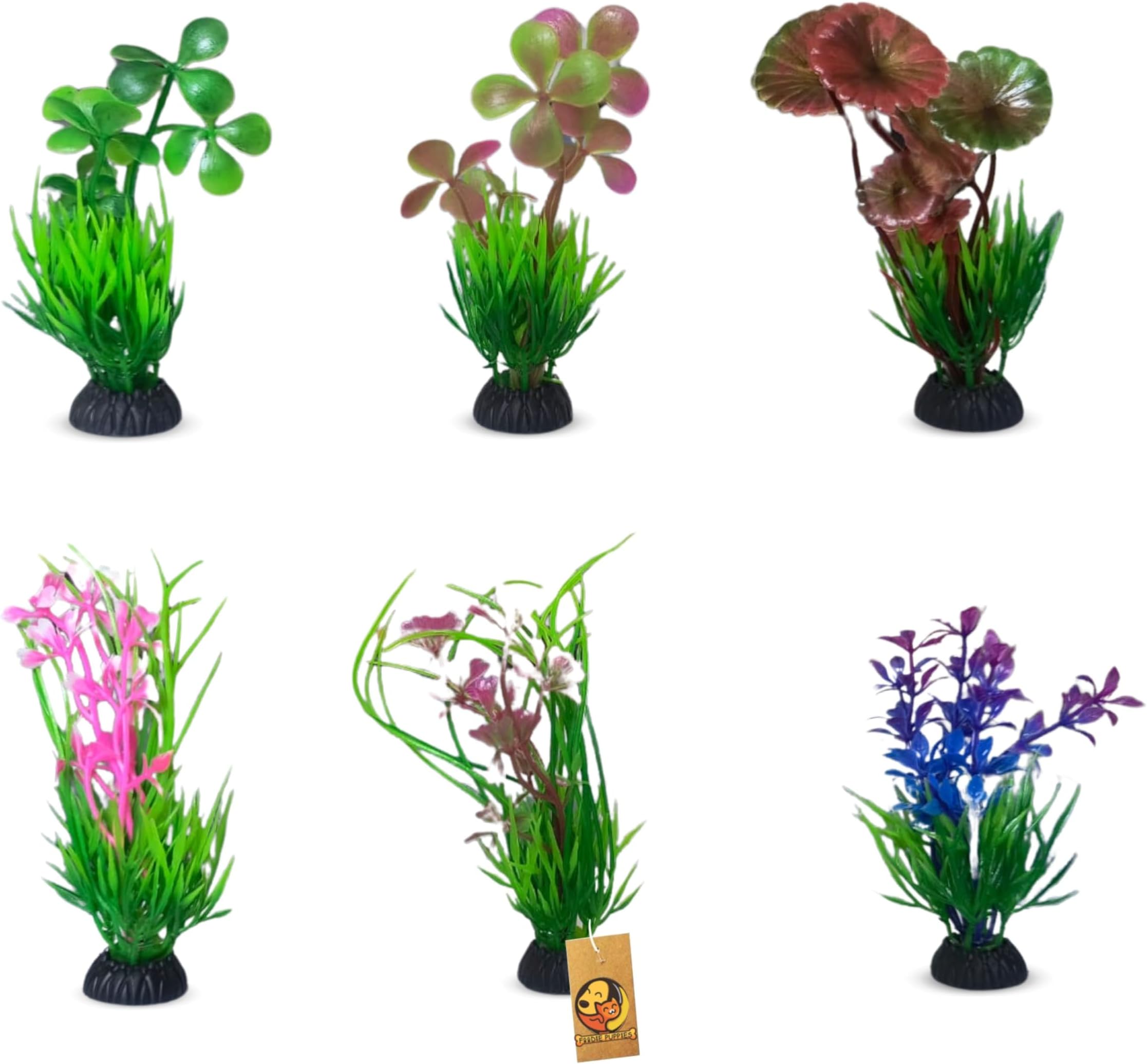 Foodie Puppies Aquarium Plastic Plants with Resin Base Decor - (Hut ...