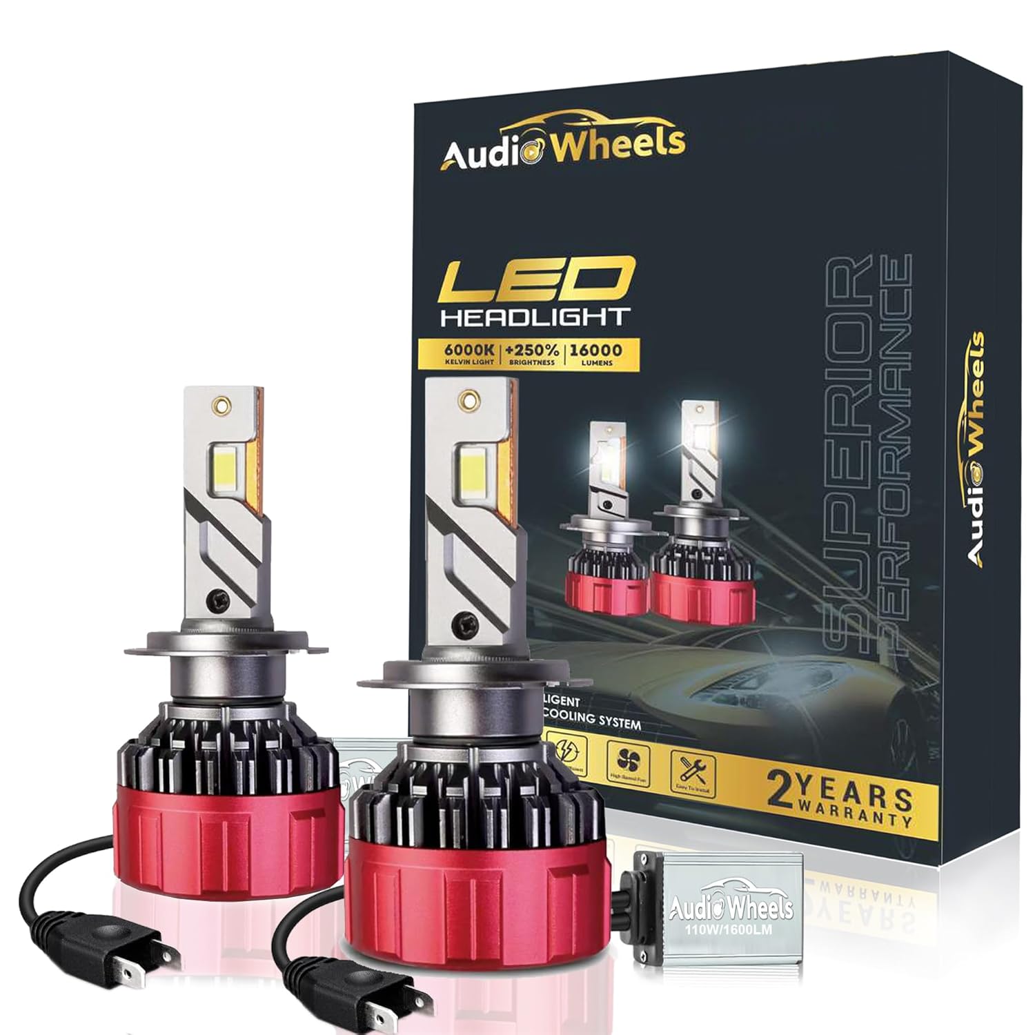 Audio Wheels H7-110W Car Led Headlight Bulbs,16,000 Lumens Super Bright ...