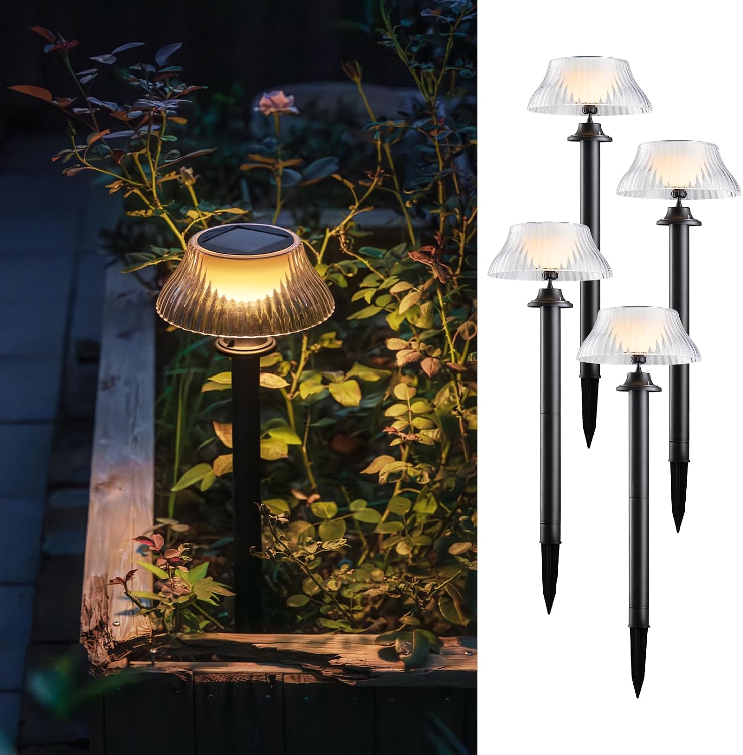 Nora Gift Large Solar Garden Lights Outdoor Waterproof-4 Pack Solar ...