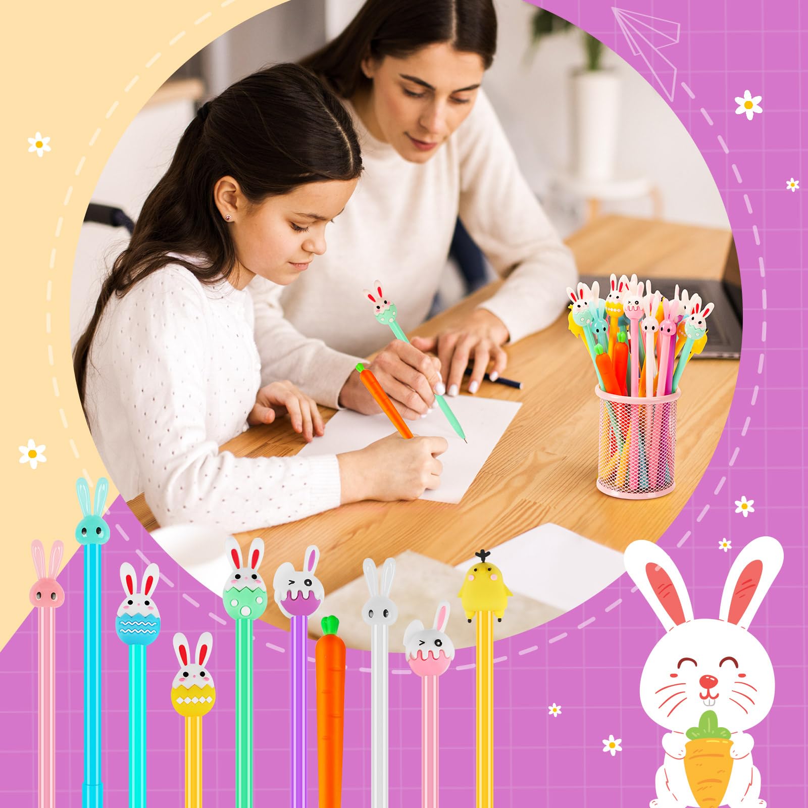 Snapklik.com : SANNIX 50 Pcs Easter Pens Cartoon Bunny Rabbit Carrot ...