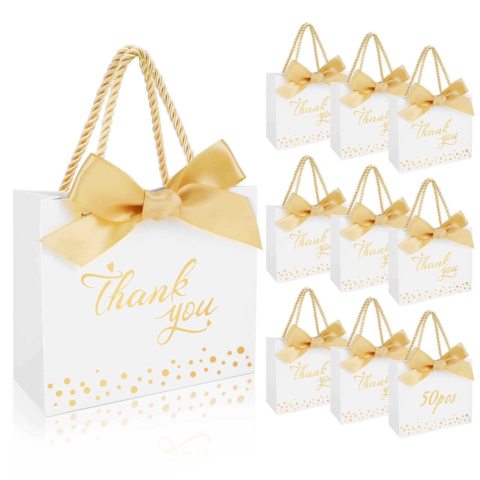 50 Pièces Thank You Sac Cadeau Sachet Créative en Papier avec Poignées ...
