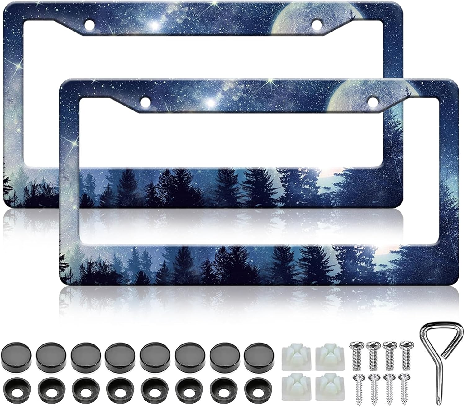 Amazon.com: HCSS 2PCS Galaxy Forest License Plate Frames Blue Galaxy ...