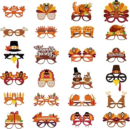 Amazon.com: MorTime 24 PCS Thanksgiving Paper Eyeglasses, Turkey ...