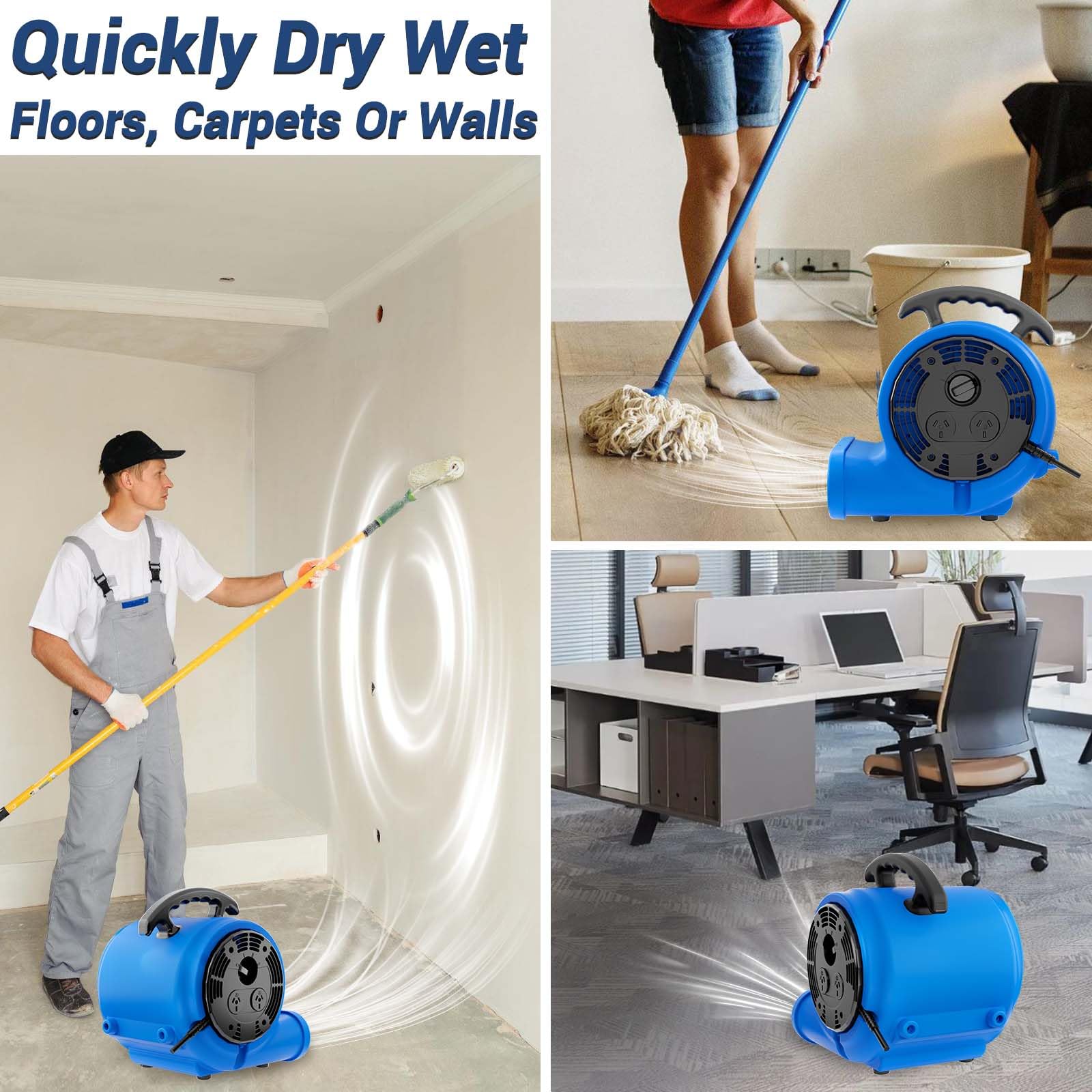 Snapklik.com : 1250 CFM Air Mover Blower Fan, Floor Blower Dryer ...