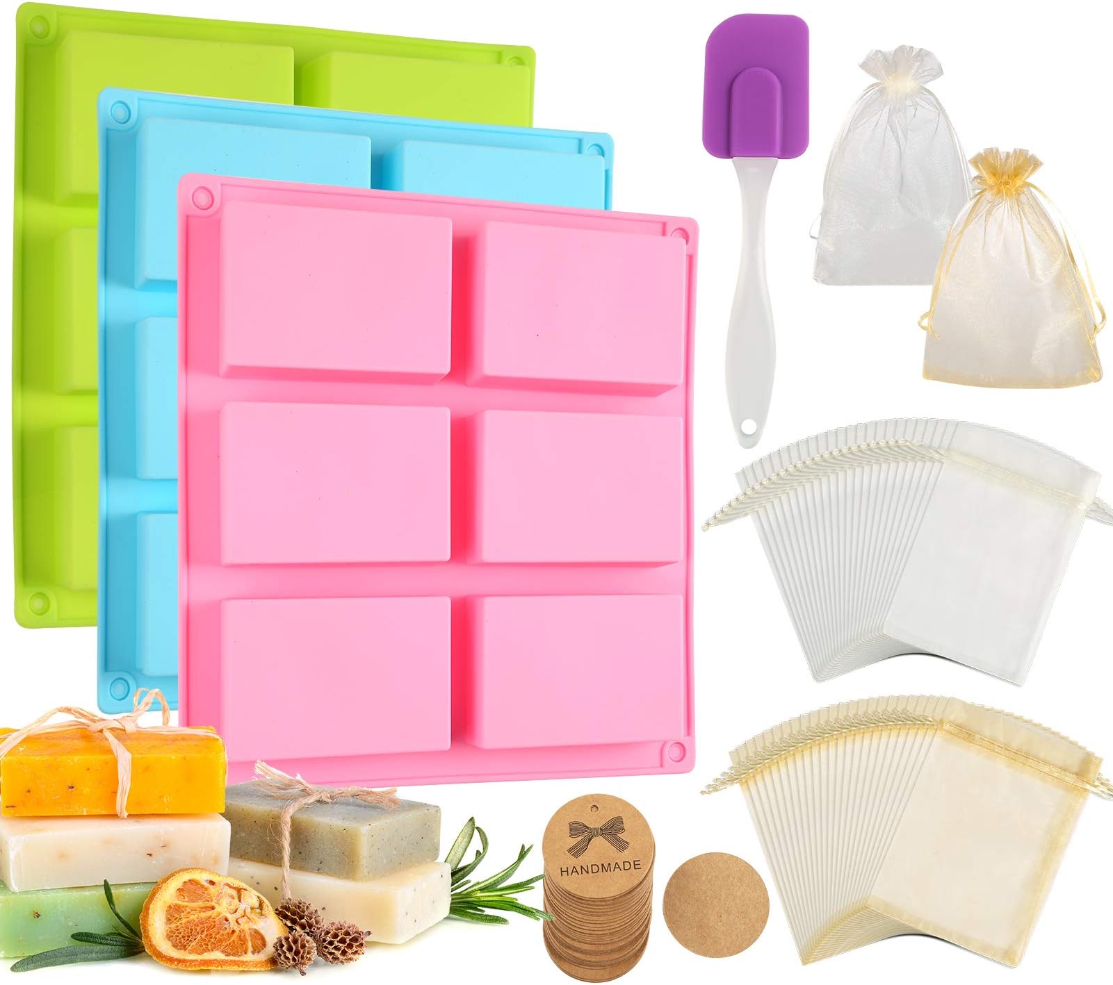 Amazon.com: Aoibrloy 104pcs Silicone Soap Making Molds, Soap Making Kit ...